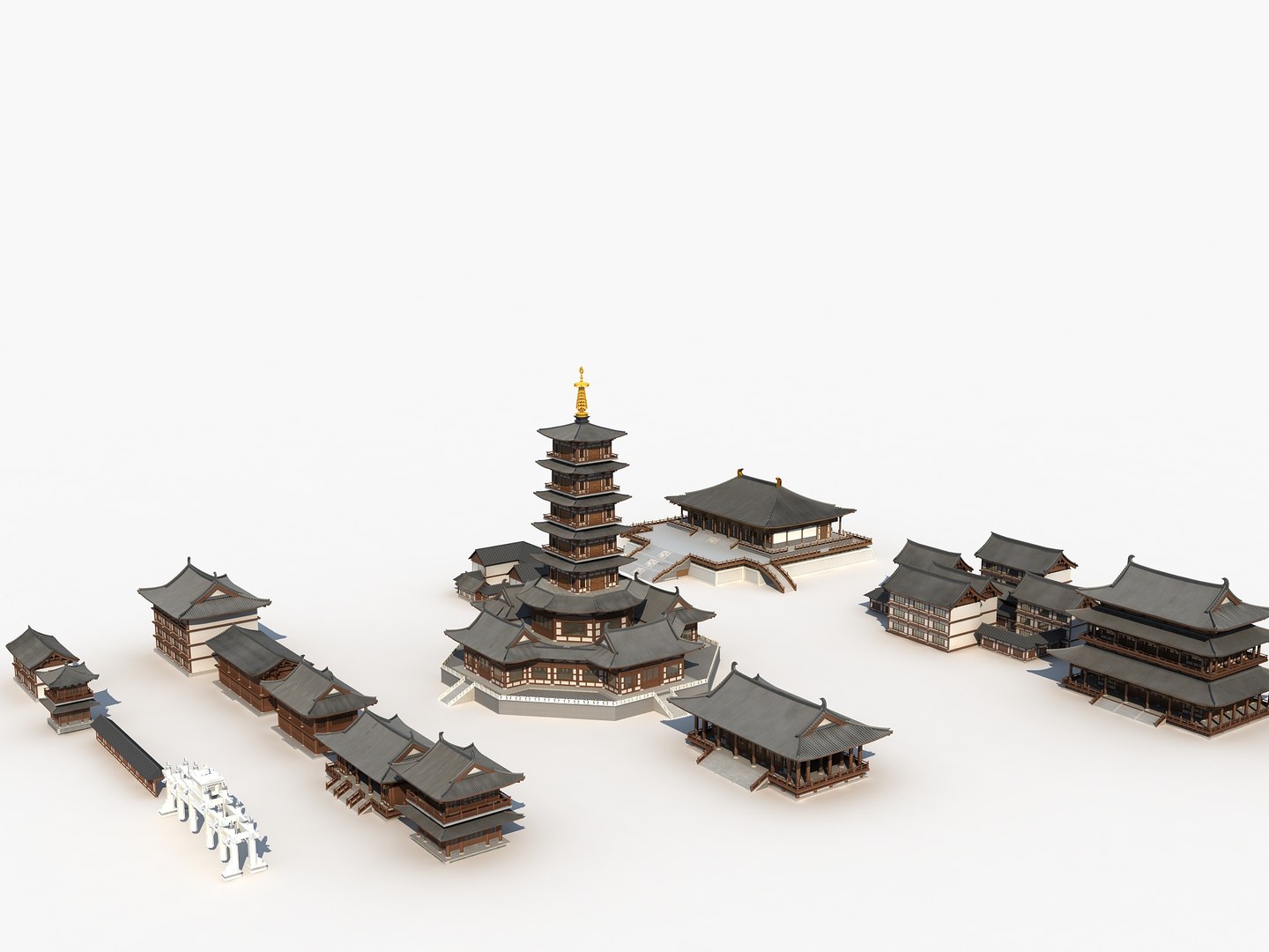 Collection Of Chinese Ancient Architecture 3 Model - TurboSquid 2057406