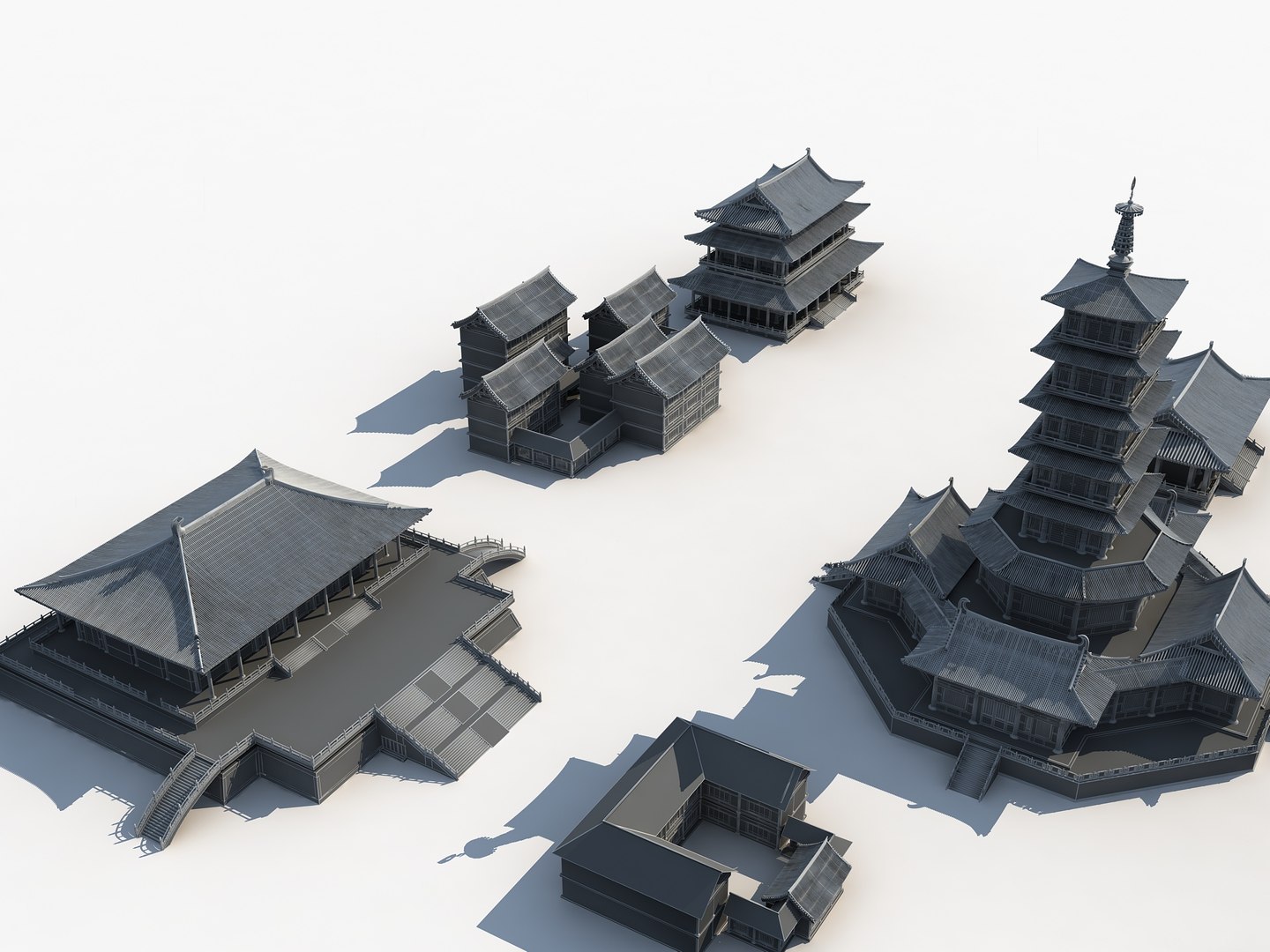 Collection Of Chinese Ancient Architecture 3 Model - TurboSquid 2057406