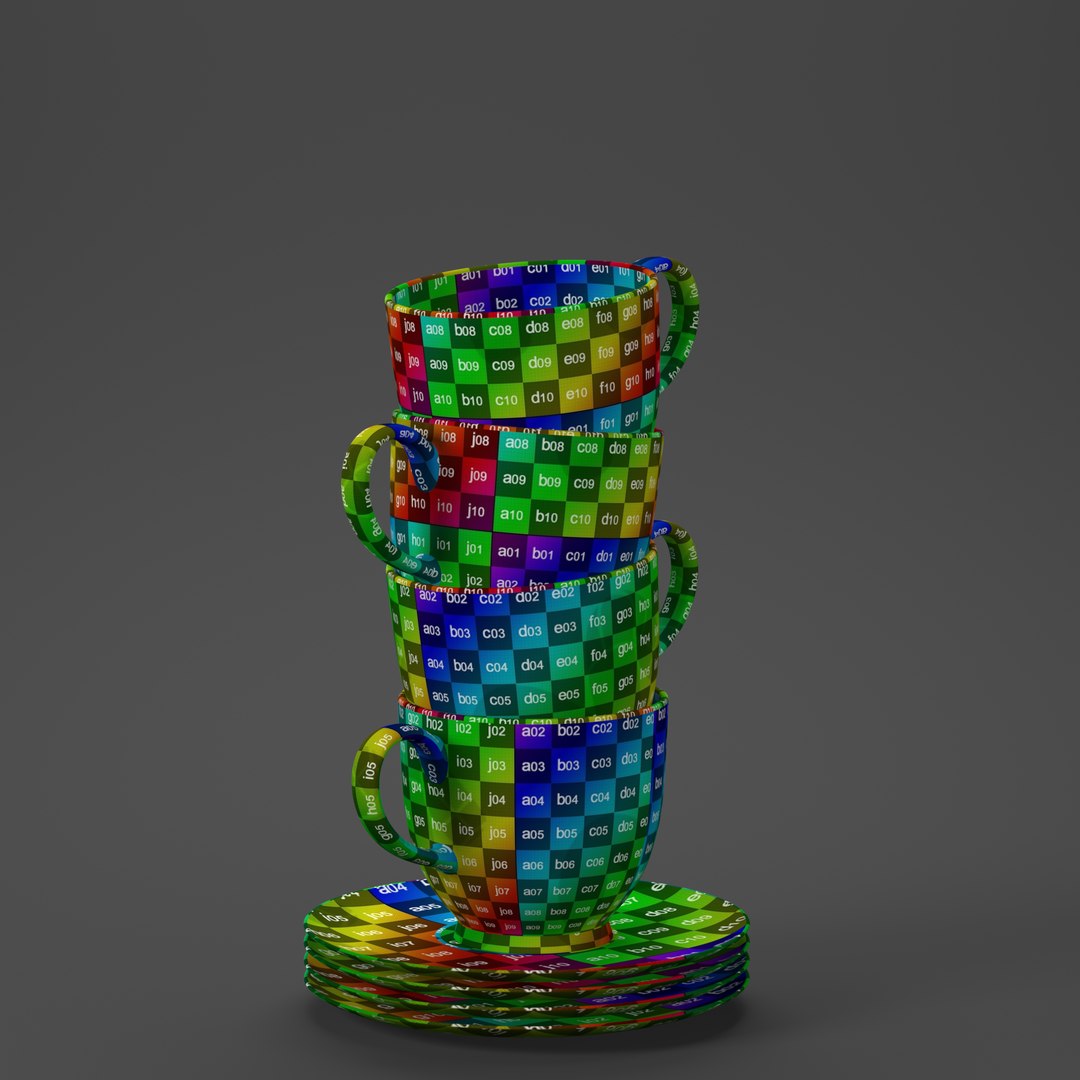 3D Set Of Colored Cups - TurboSquid 2155530
