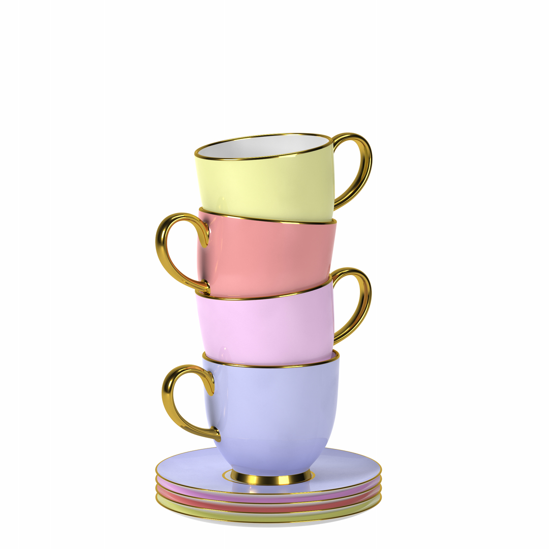3D Set Of Colored Cups - TurboSquid 2155530