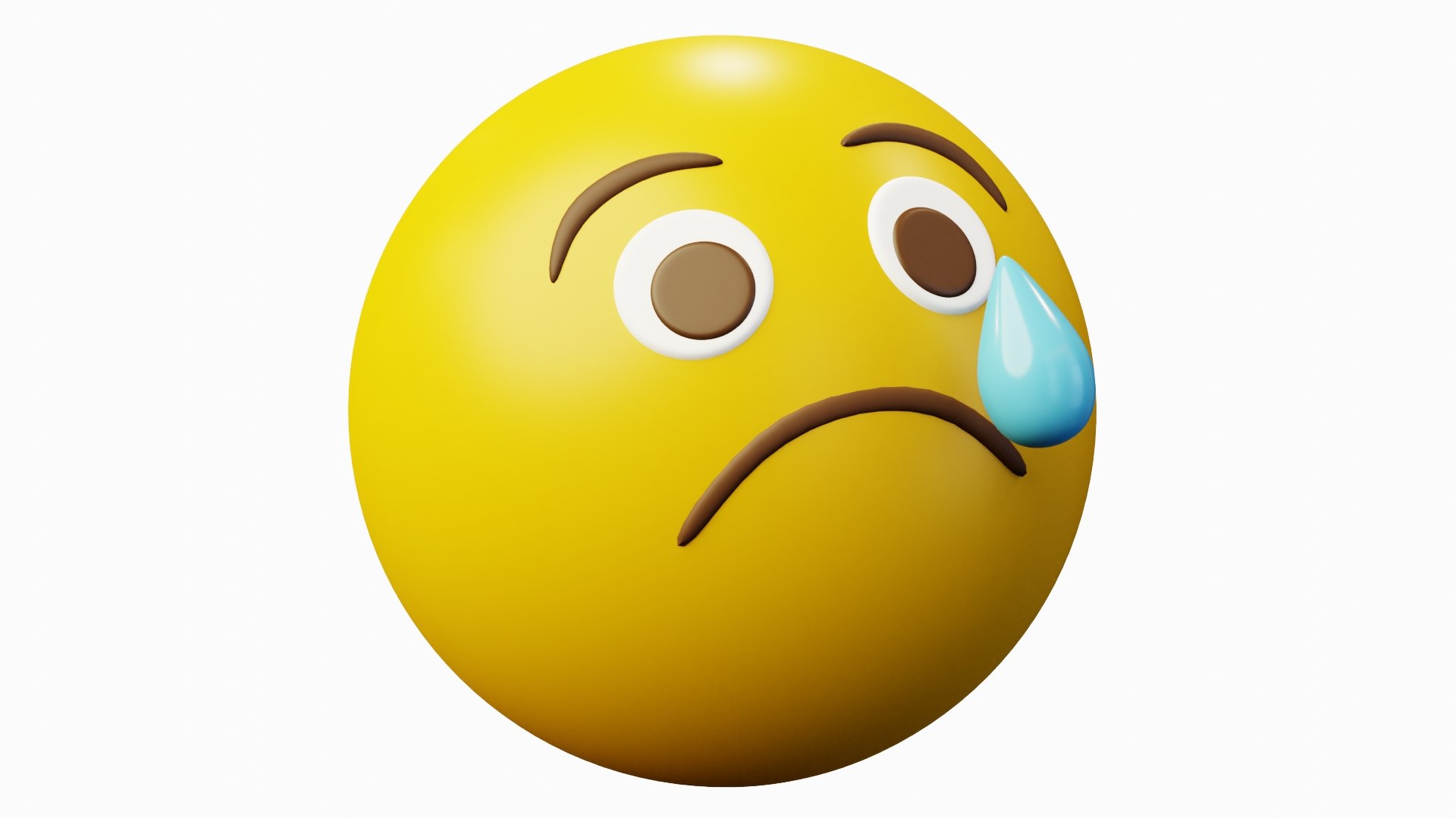 Sad with tears yellow ball Emoticon Emoji or Smiley 3D model ...