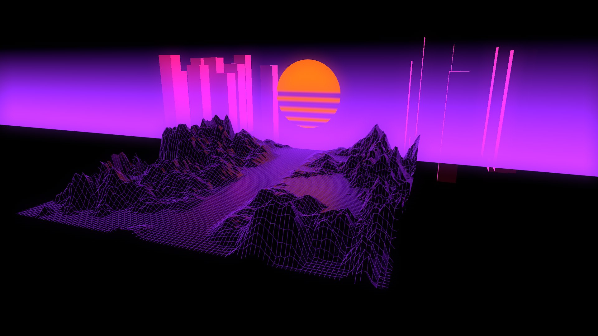 Synthwave Landscape 3D Model - TurboSquid 2170899