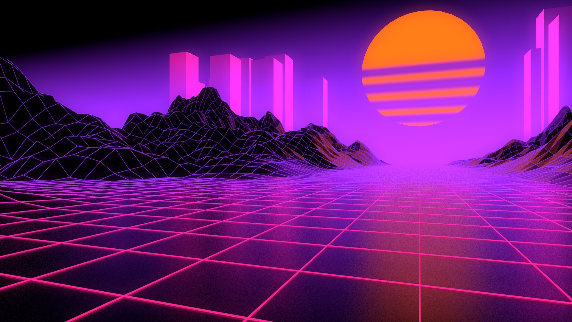 Synthwave Landscape 3D Model - TurboSquid 2170899