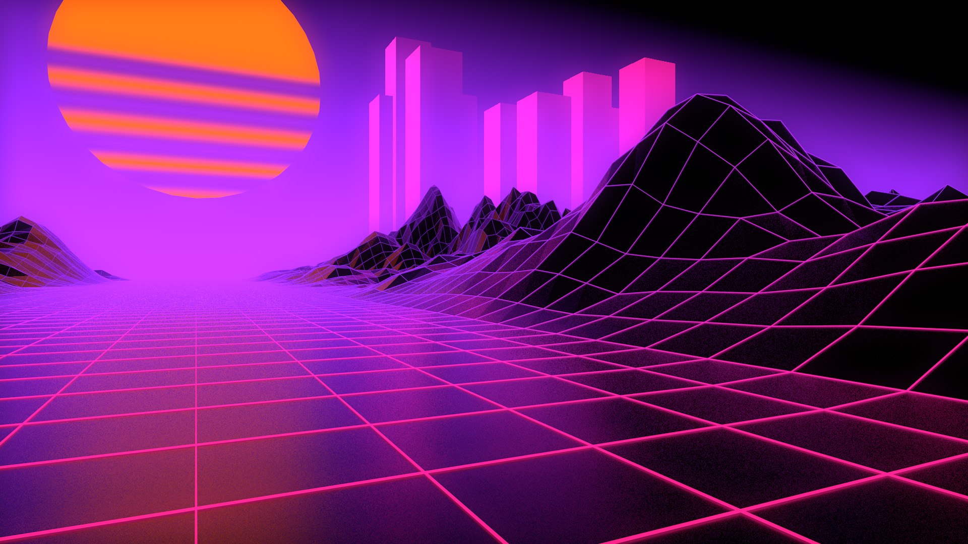 Synthwave Landscape 3D Model - TurboSquid 2170899