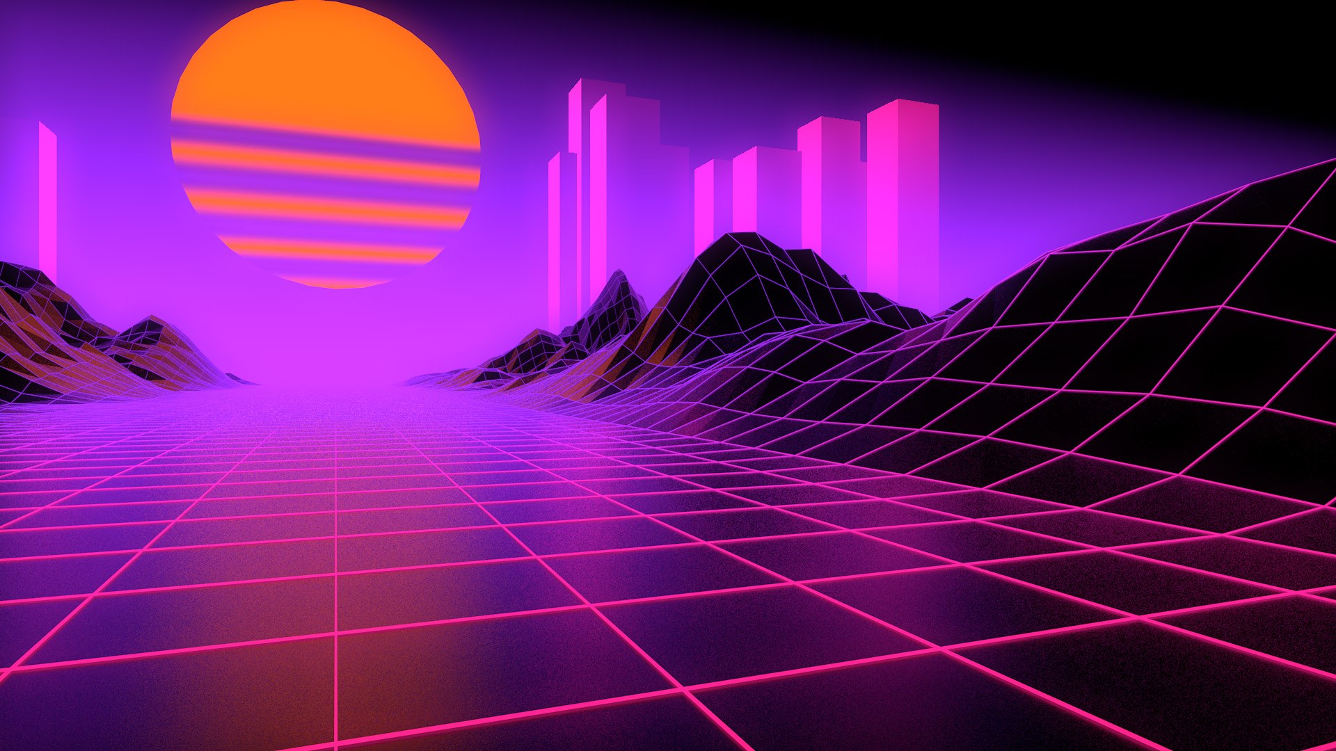 Synthwave Landscape 3D Model - TurboSquid 2170899
