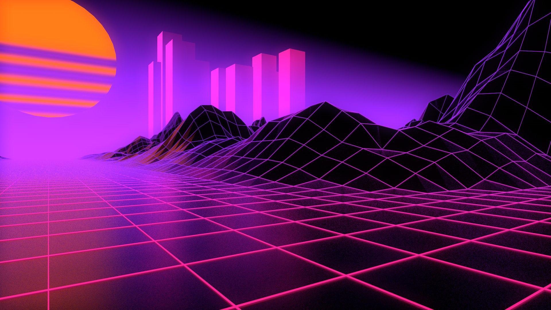 Synthwave Landscape 3D Model - TurboSquid 2170899