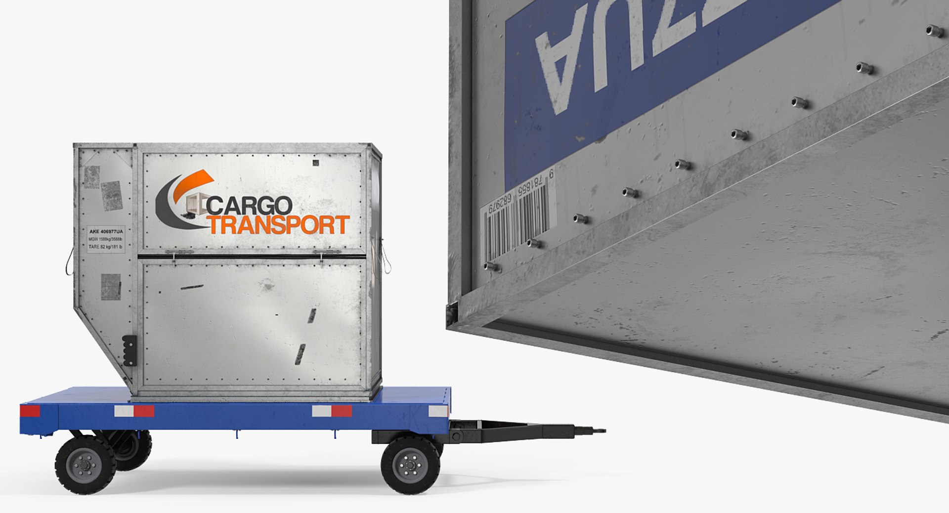 3d airport baggage trailer container