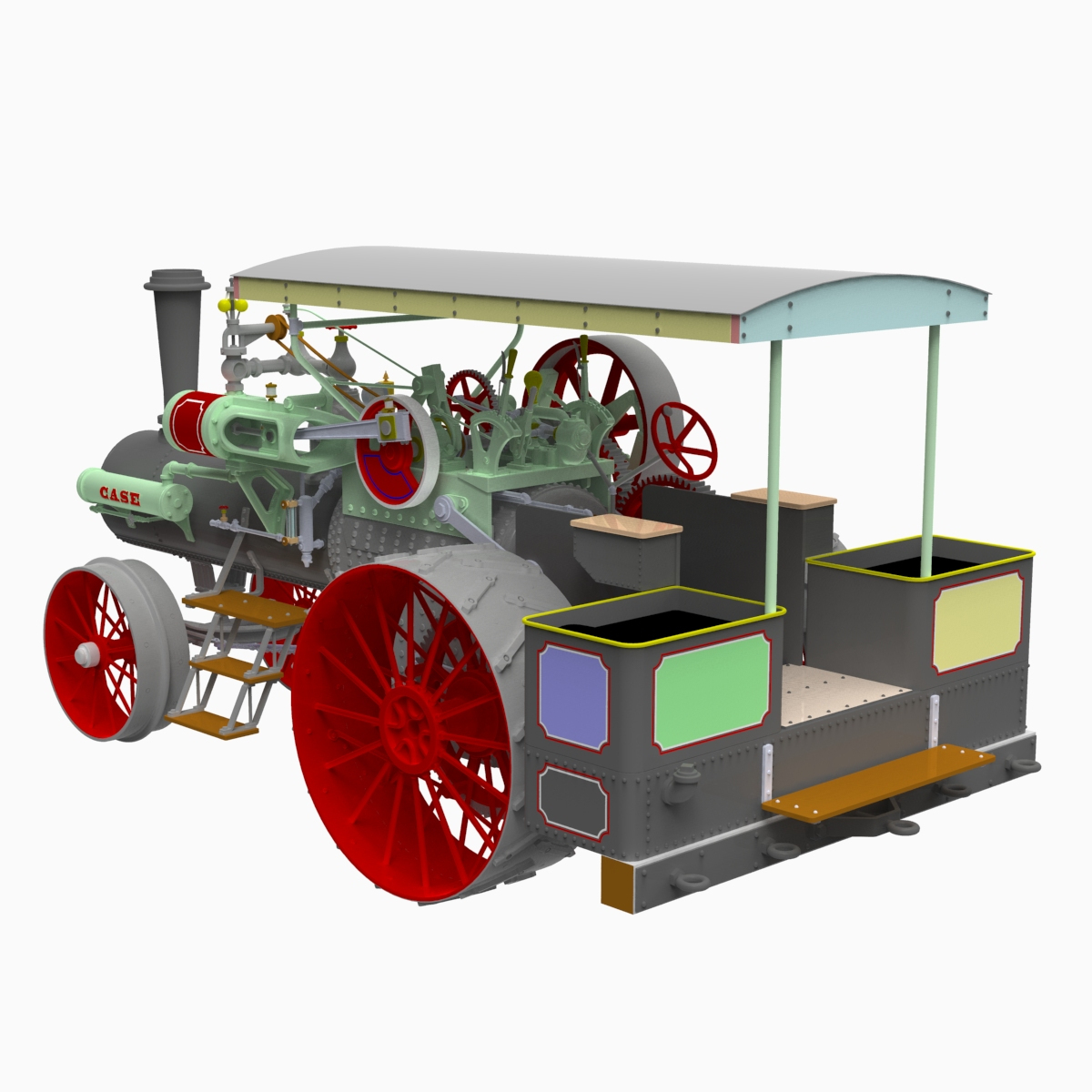 steam traction engine 1912 3d obj