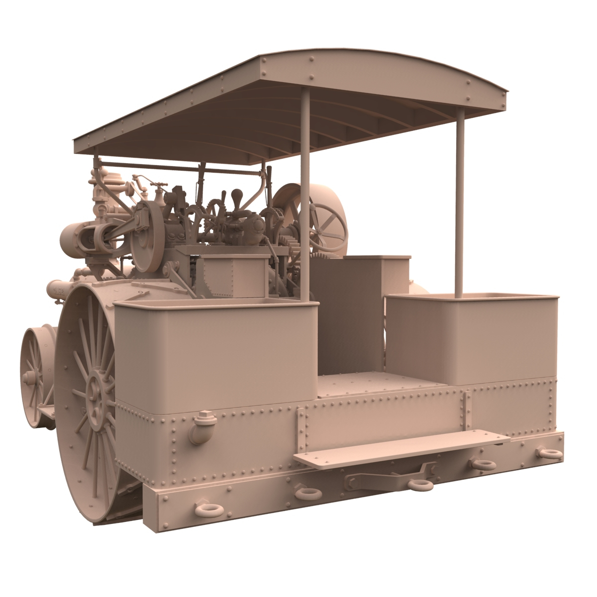 steam traction engine 1912 3d obj