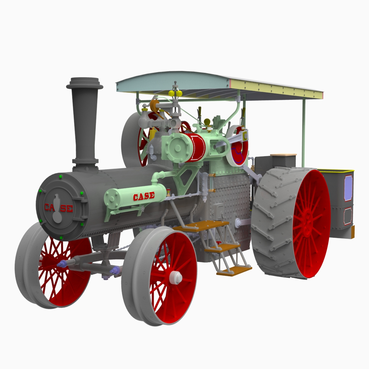 steam traction engine 1912 3d obj