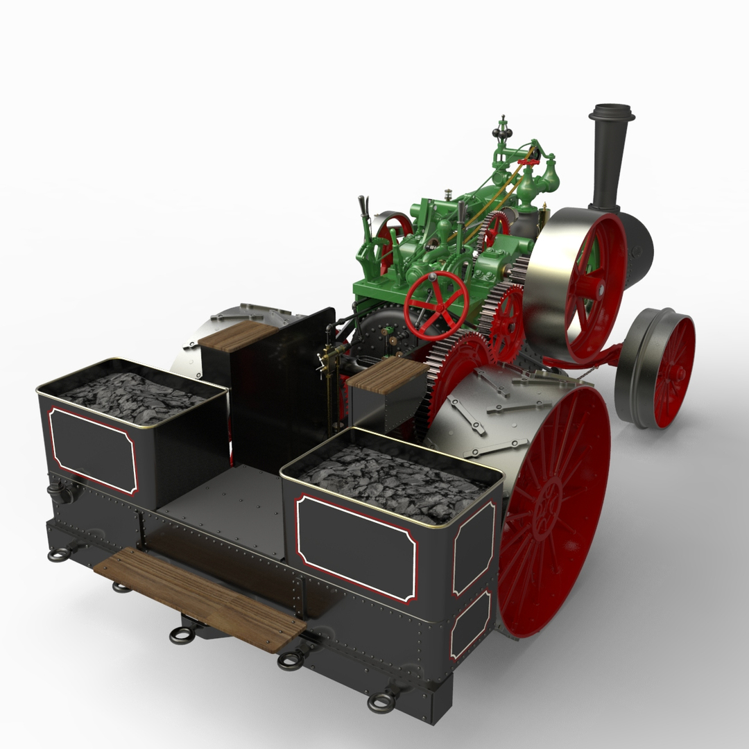 steam traction engine 1912 3d obj
