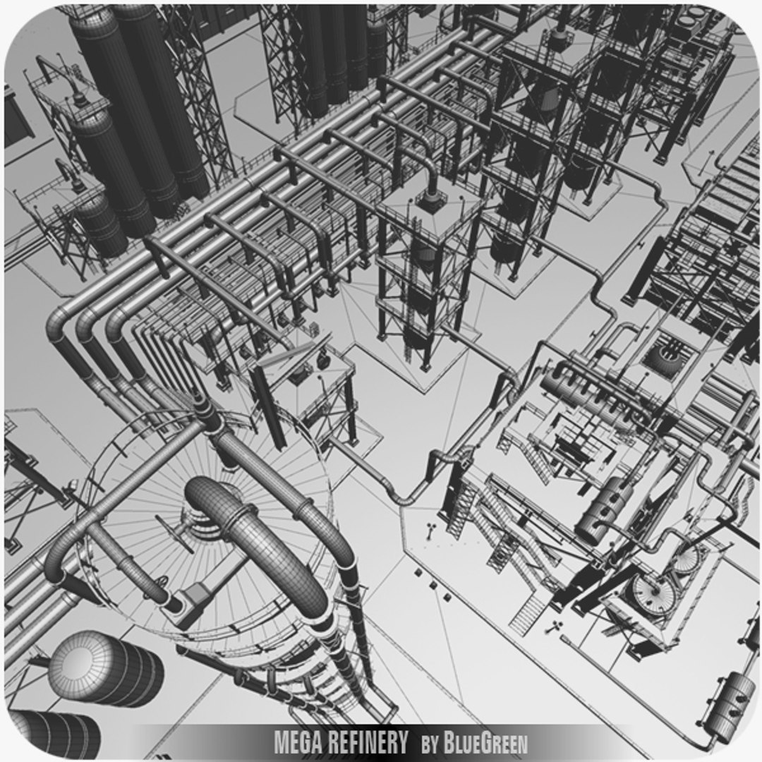 3d mega refinery industrial