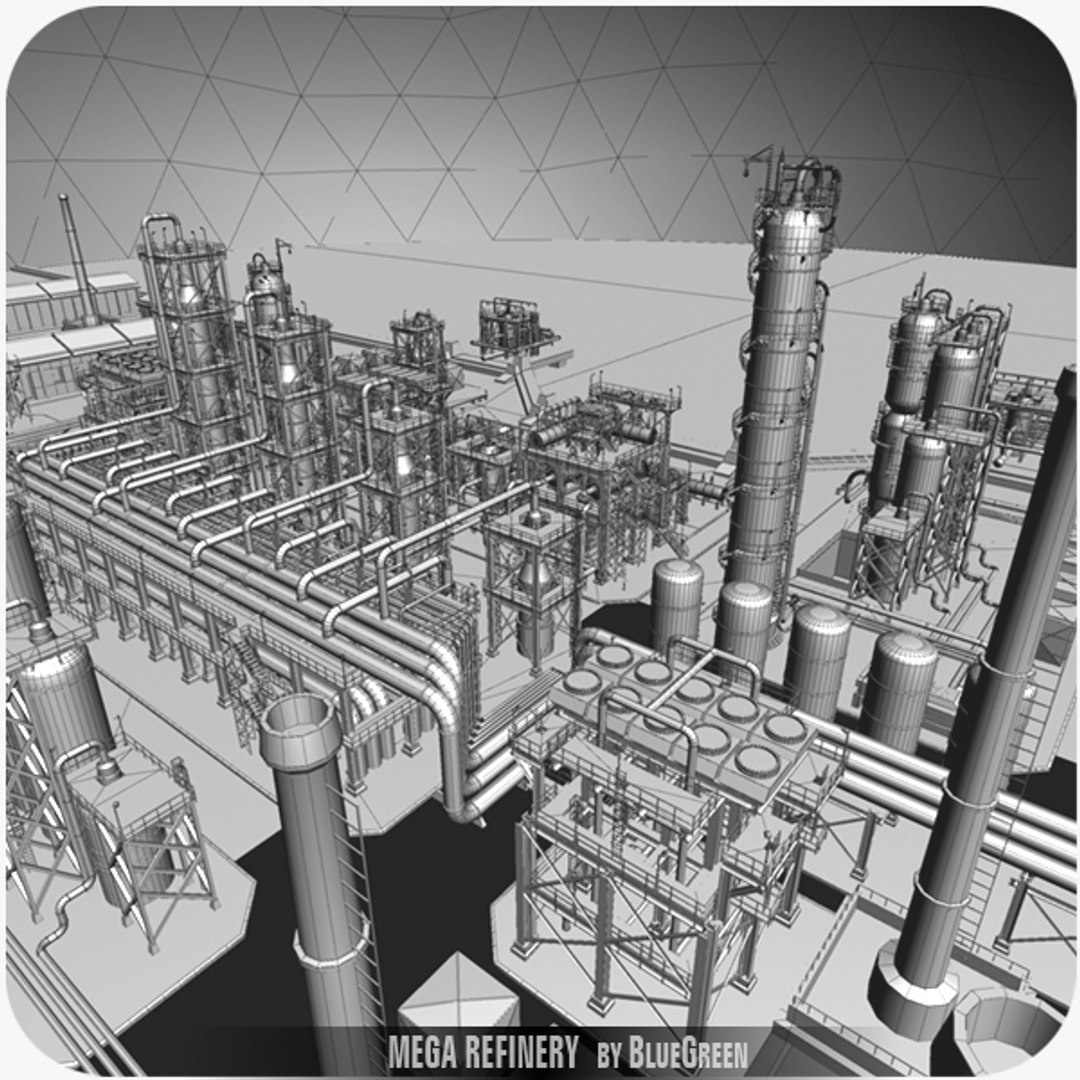 3d mega refinery industrial