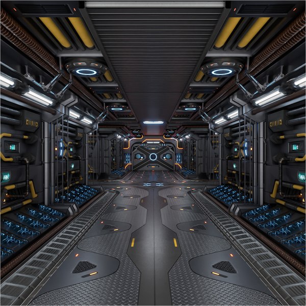 3D модель Sci-Fi Corridor 01 Все текстуры PBR Unity UE - TurboSquid 2162212