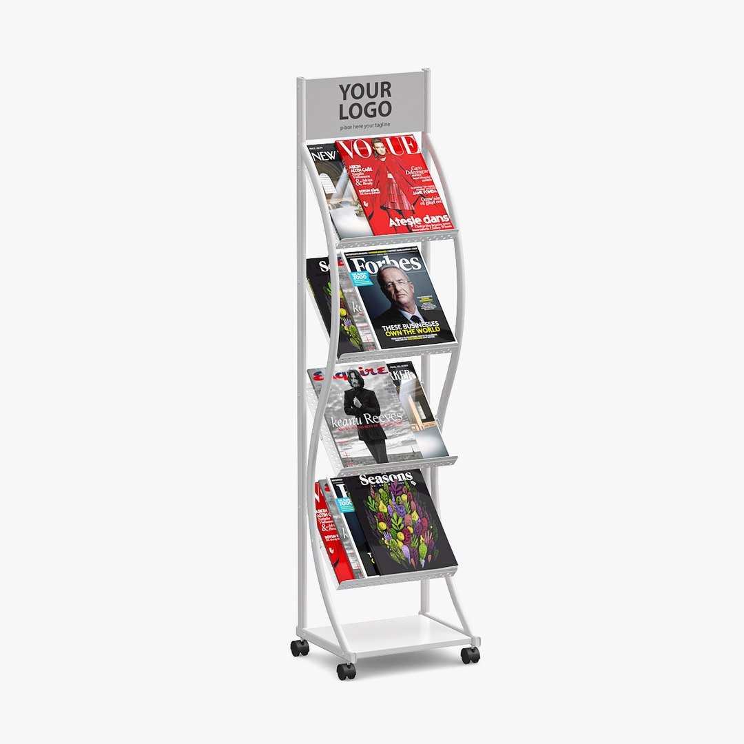 White Magazine Display Mockup with Magazines 3D - TurboSquid 2073300