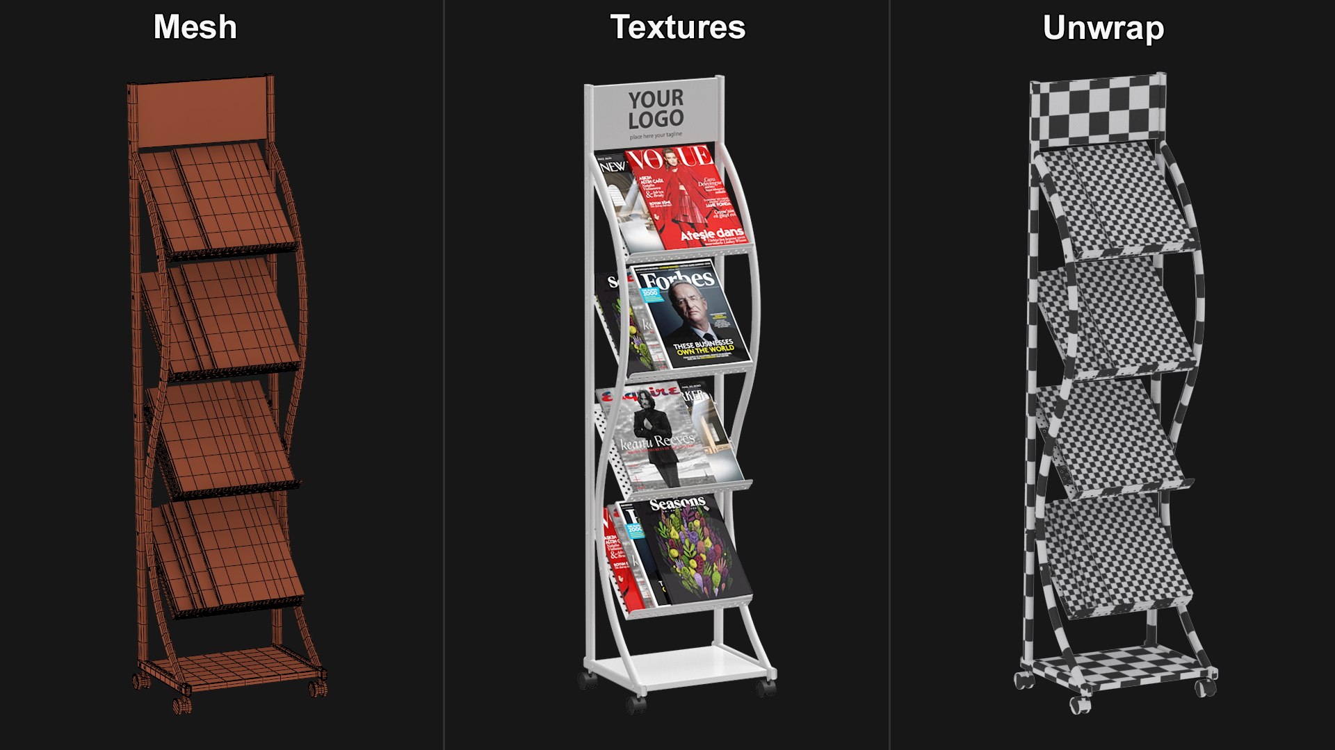 White Magazine Display Mockup With Magazines 3D - TurboSquid 2073300