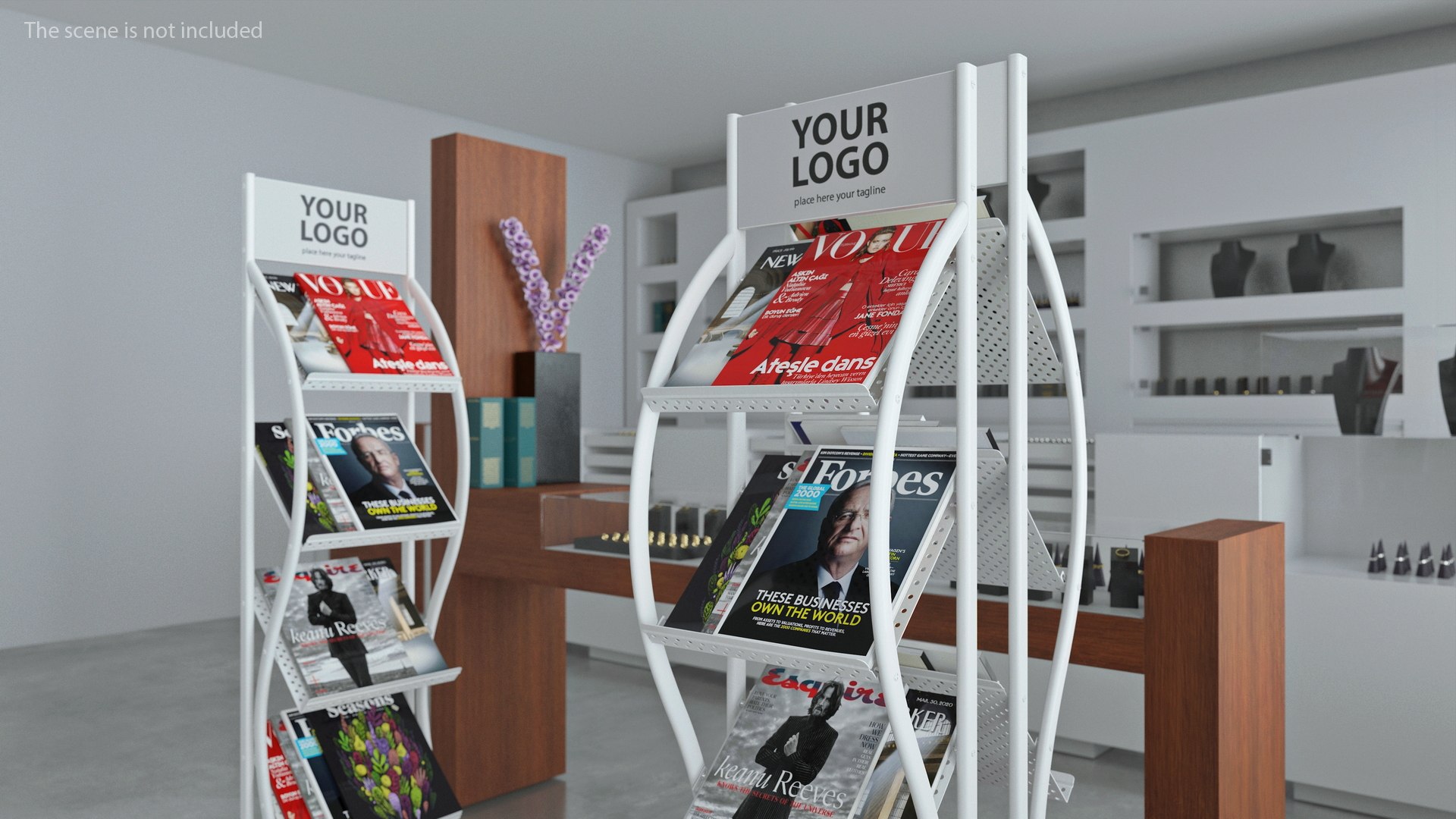 White Magazine Display Mockup With Magazines 3D - TurboSquid 2073300