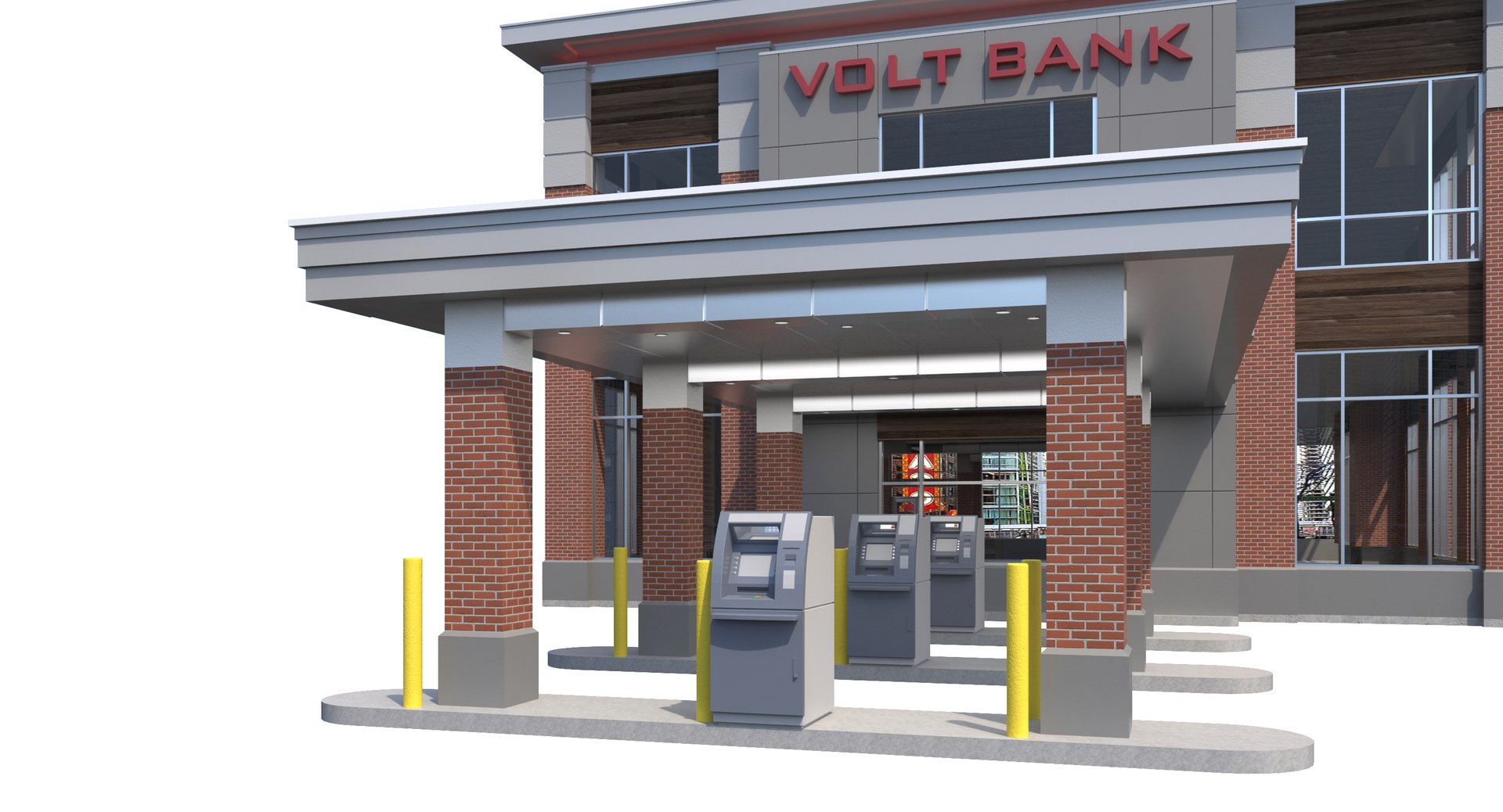 Bank Commercial Drive-thru 3D Model - TurboSquid 1294678