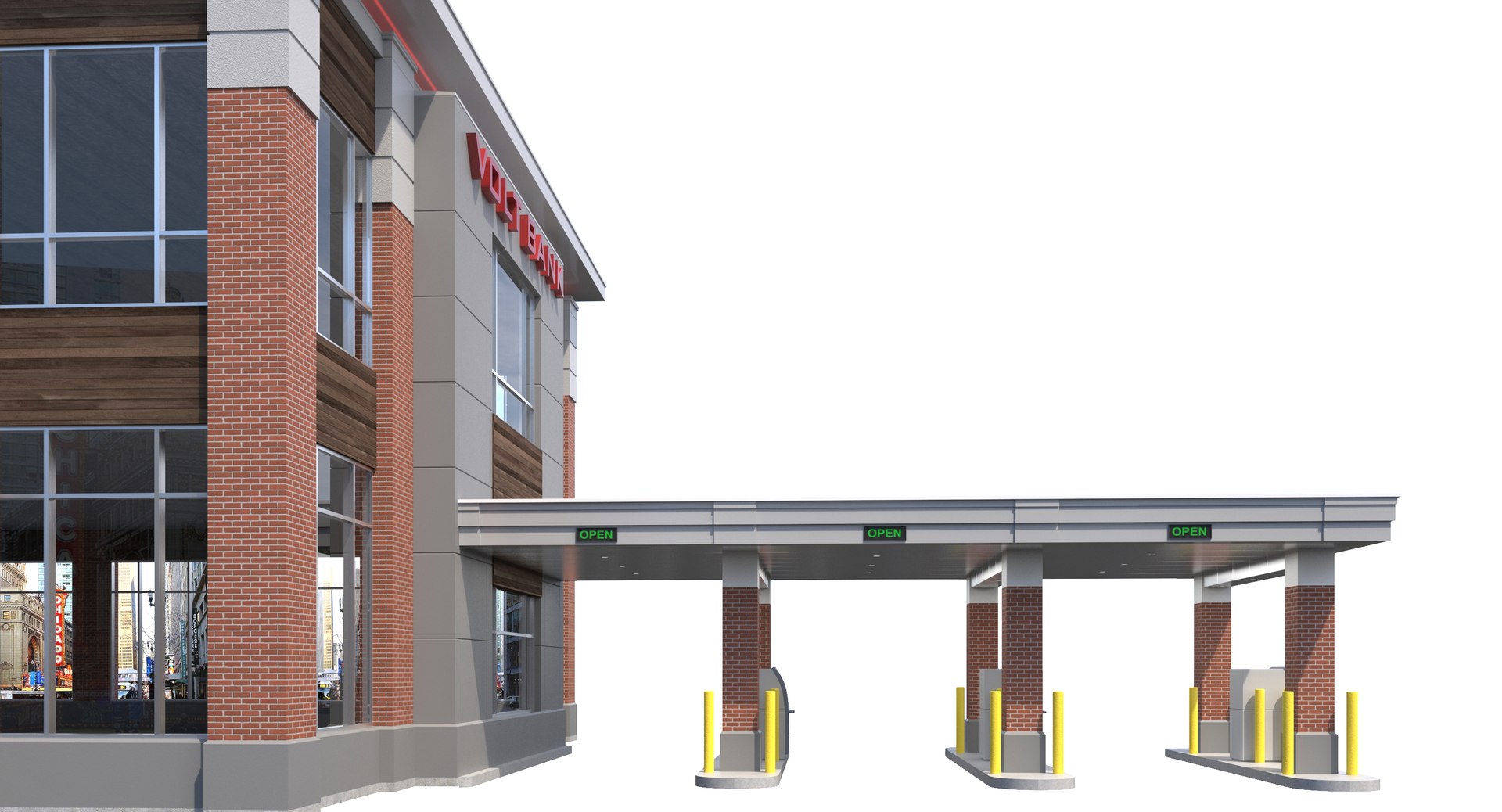 Bank Commercial Drive-thru 3D Model - TurboSquid 1294678