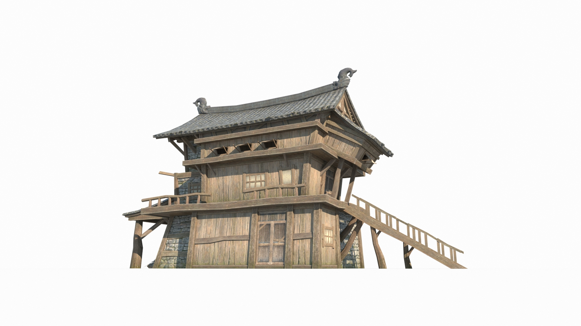 Two Story Shop In Ancient Asian Architecture 3D - TurboSquid 2050902