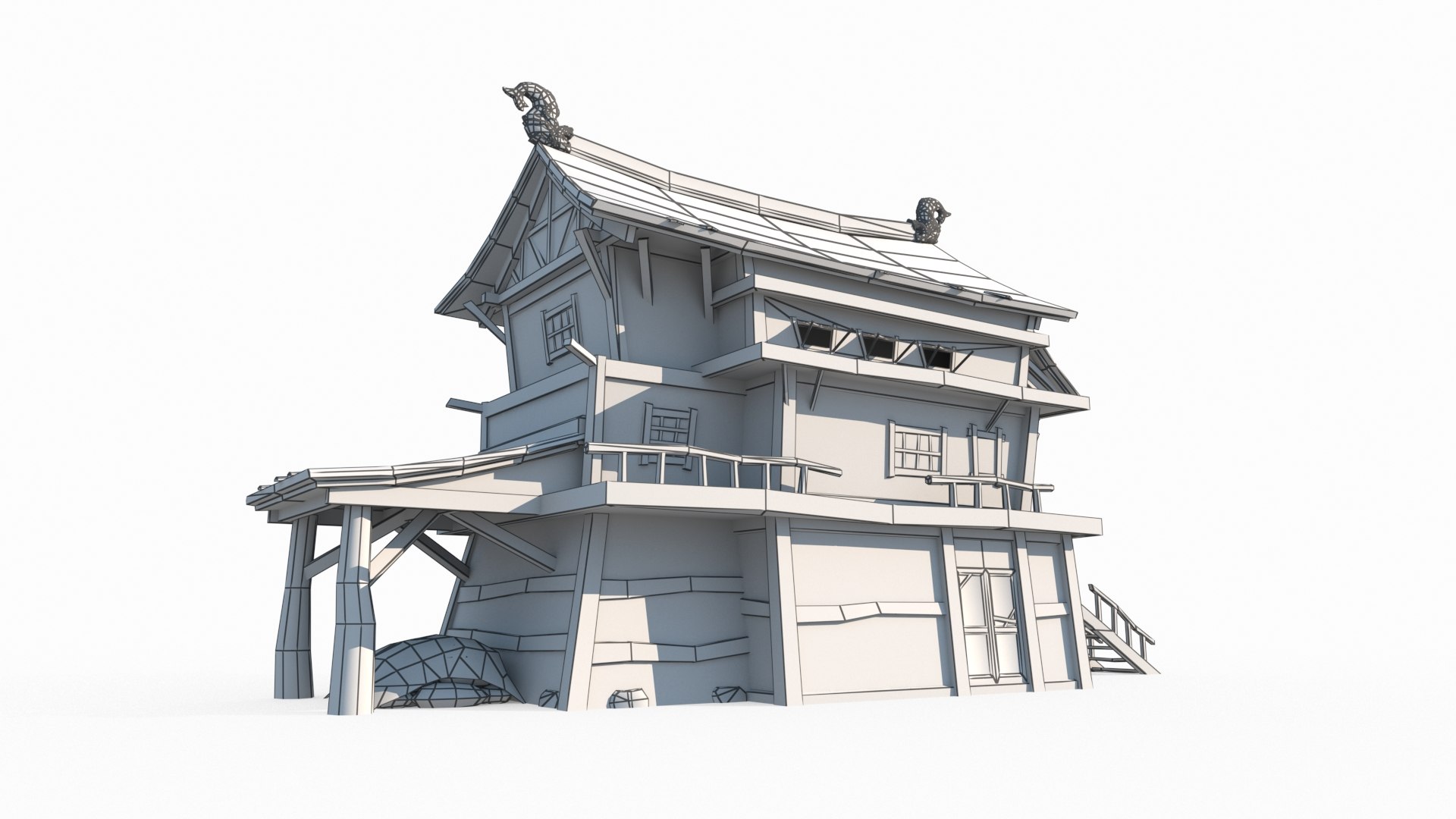 Two Story Shop In Ancient Asian Architecture 3D - TurboSquid 2050902