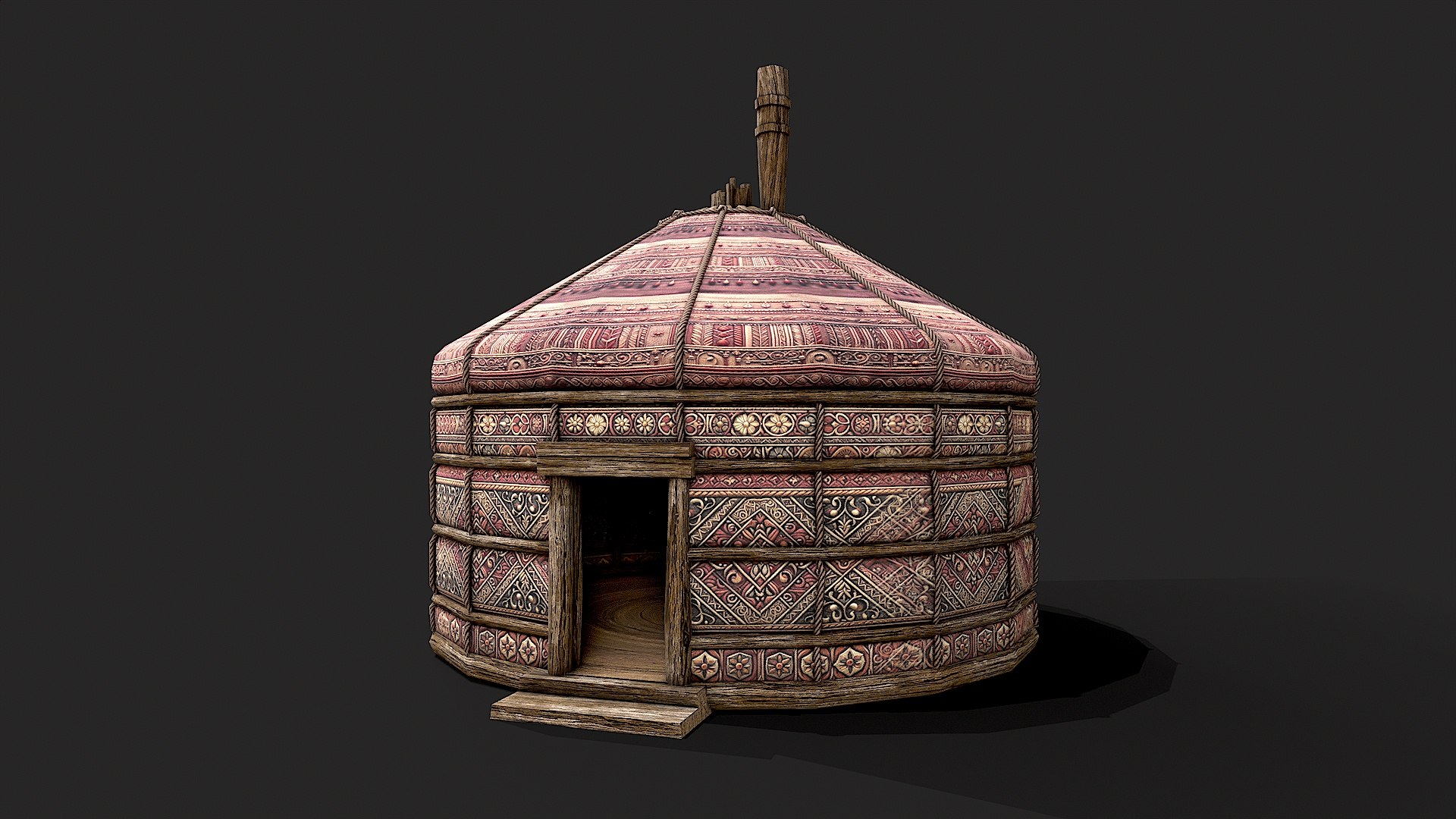 3D Traditional Yurt Nomads Tent With Interior 4 Model - TurboSquid 2360357