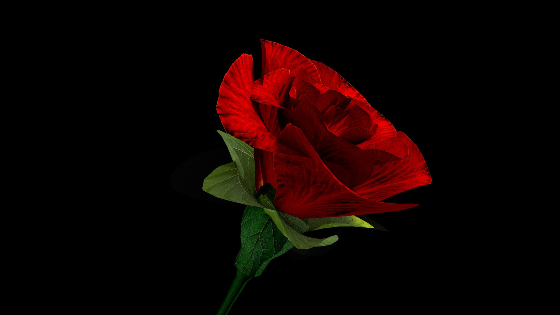 3D Red Rose Flower - TurboSquid 2245532