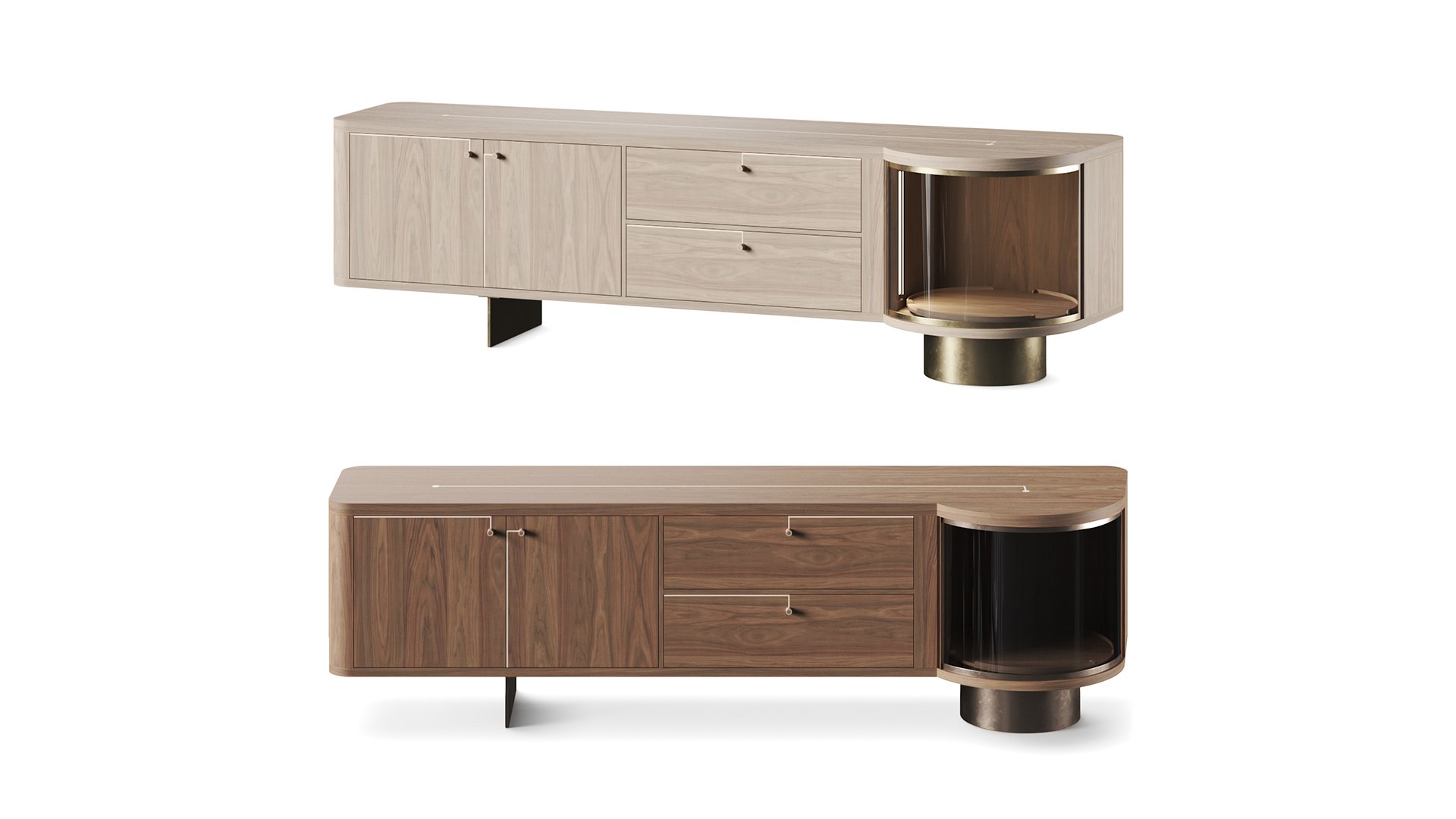 Porada Rondo 2 Walnut Sideboard 3D Model - TurboSquid 2238396