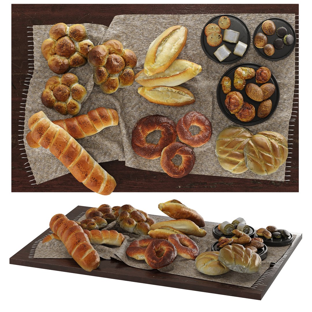 3D Breads And Cakes Set 1 12 Models - TurboSquid 2065318