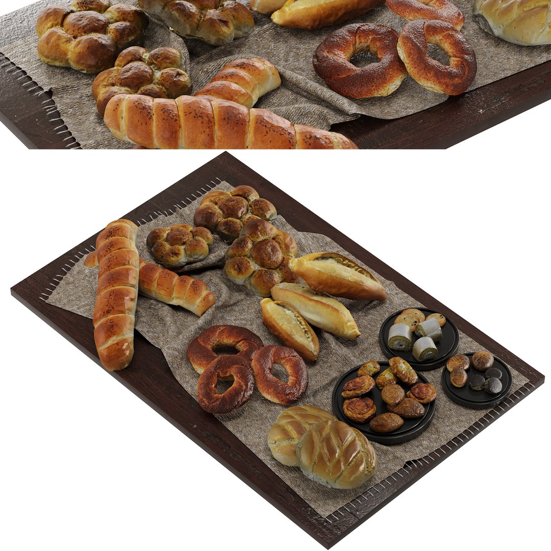 3D Breads And Cakes Set 1 12 Models - TurboSquid 2065318