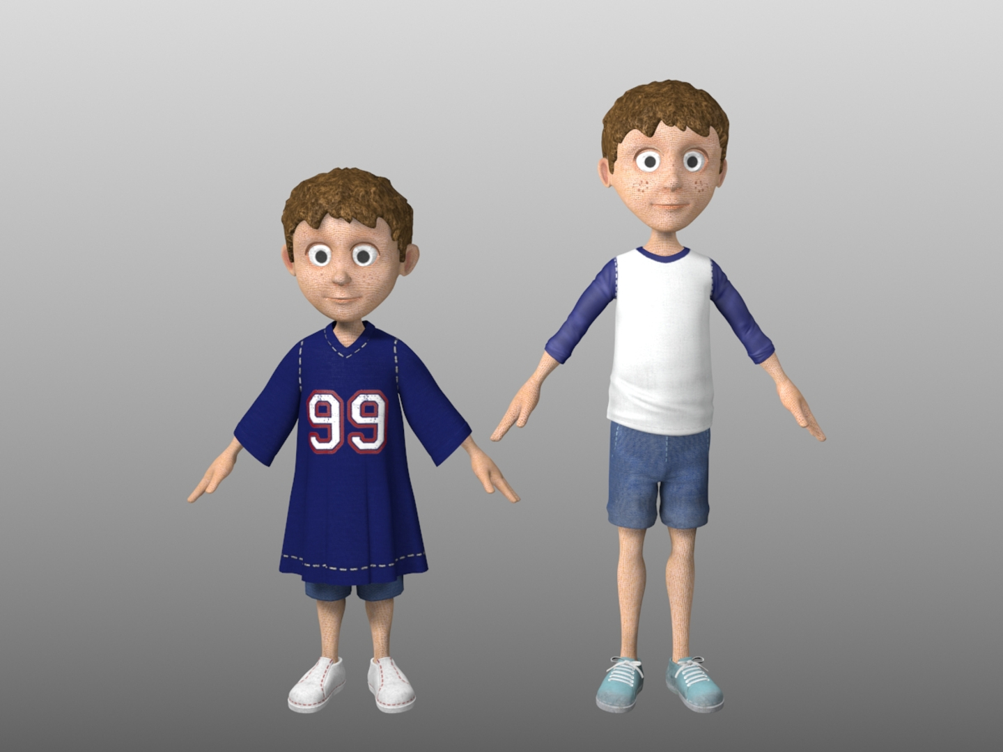 3d Model Of Set 2 Cartoon Boy