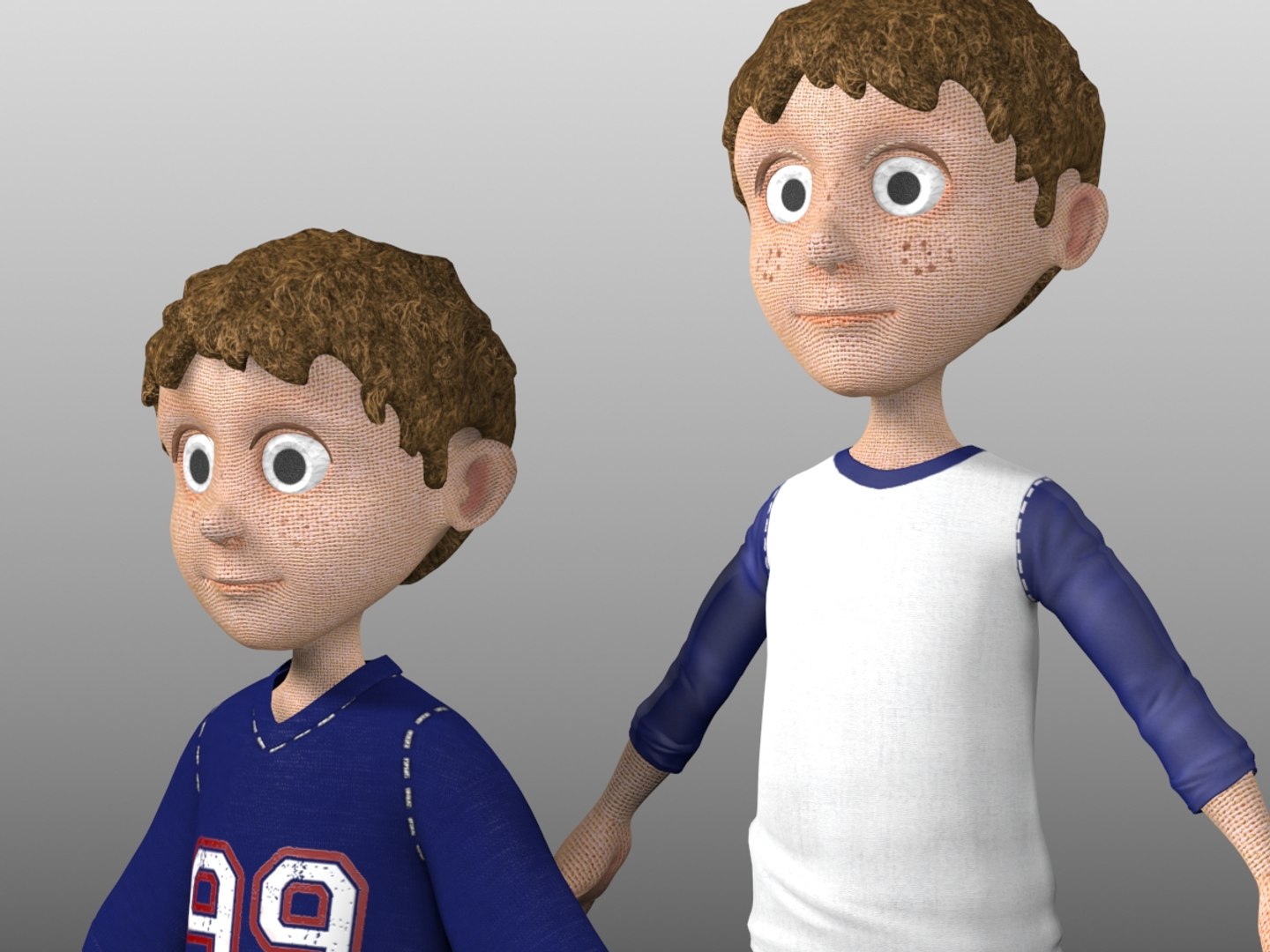 3d Model Of Set 2 Cartoon Boy