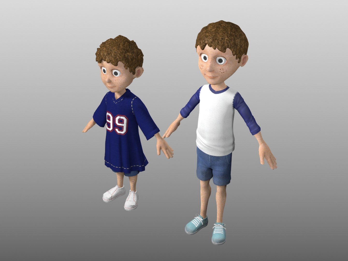 3d Model Of Set 2 Cartoon Boy