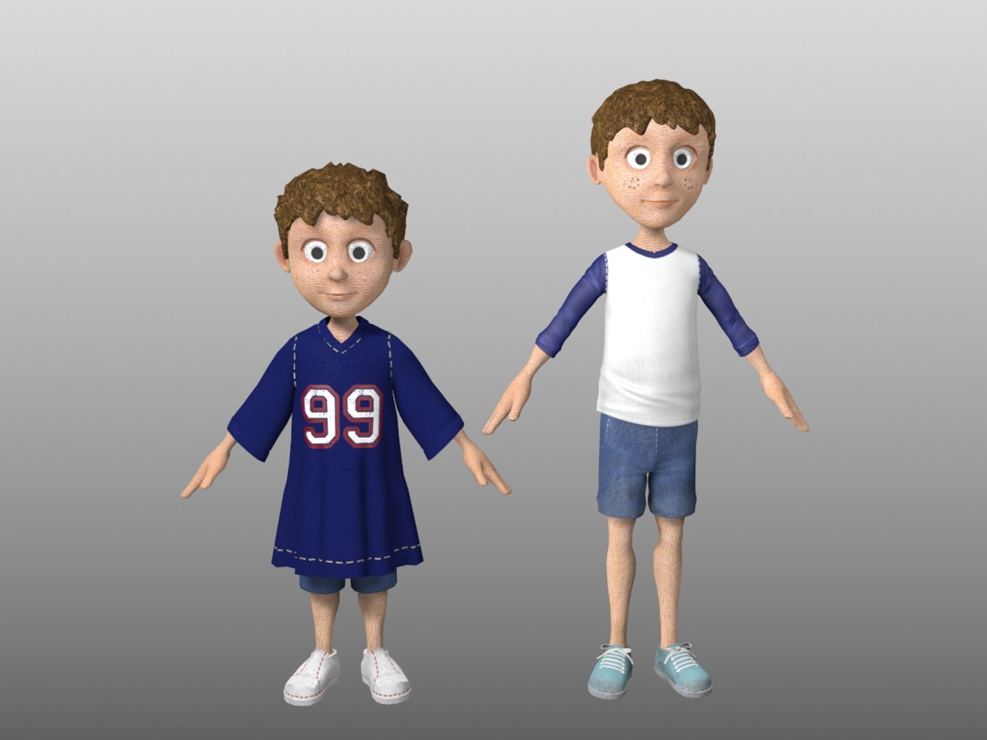 3d Model Of Set 2 Cartoon Boy