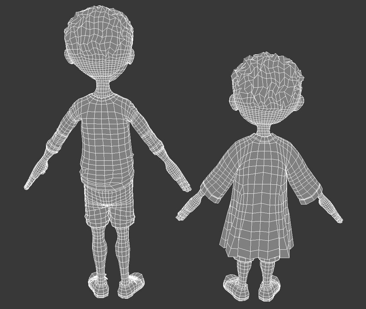 3d Model Of Set 2 Cartoon Boy
