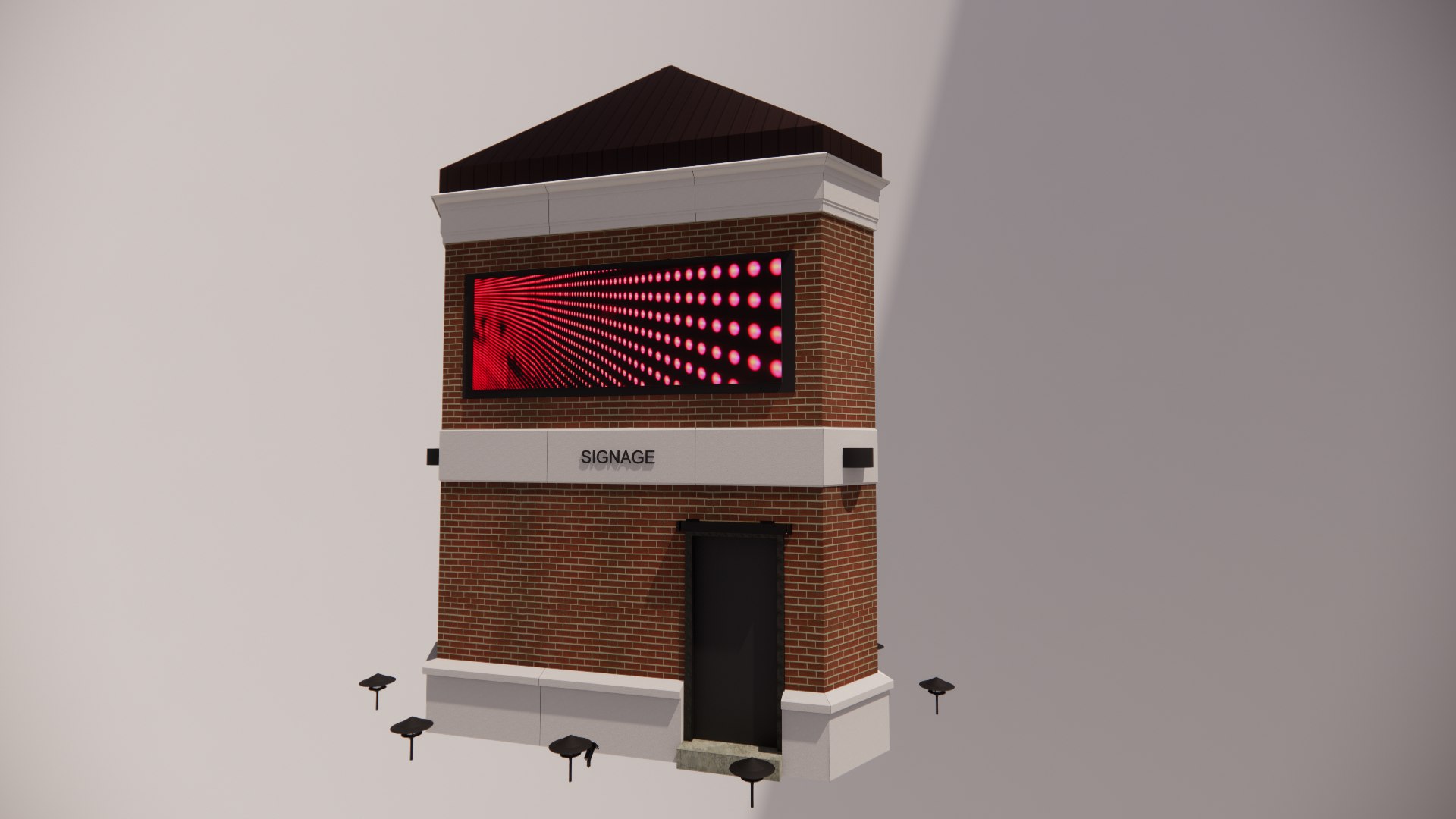 3D model Brick Monumental Signage with LED Screens - TurboSquid 2106330