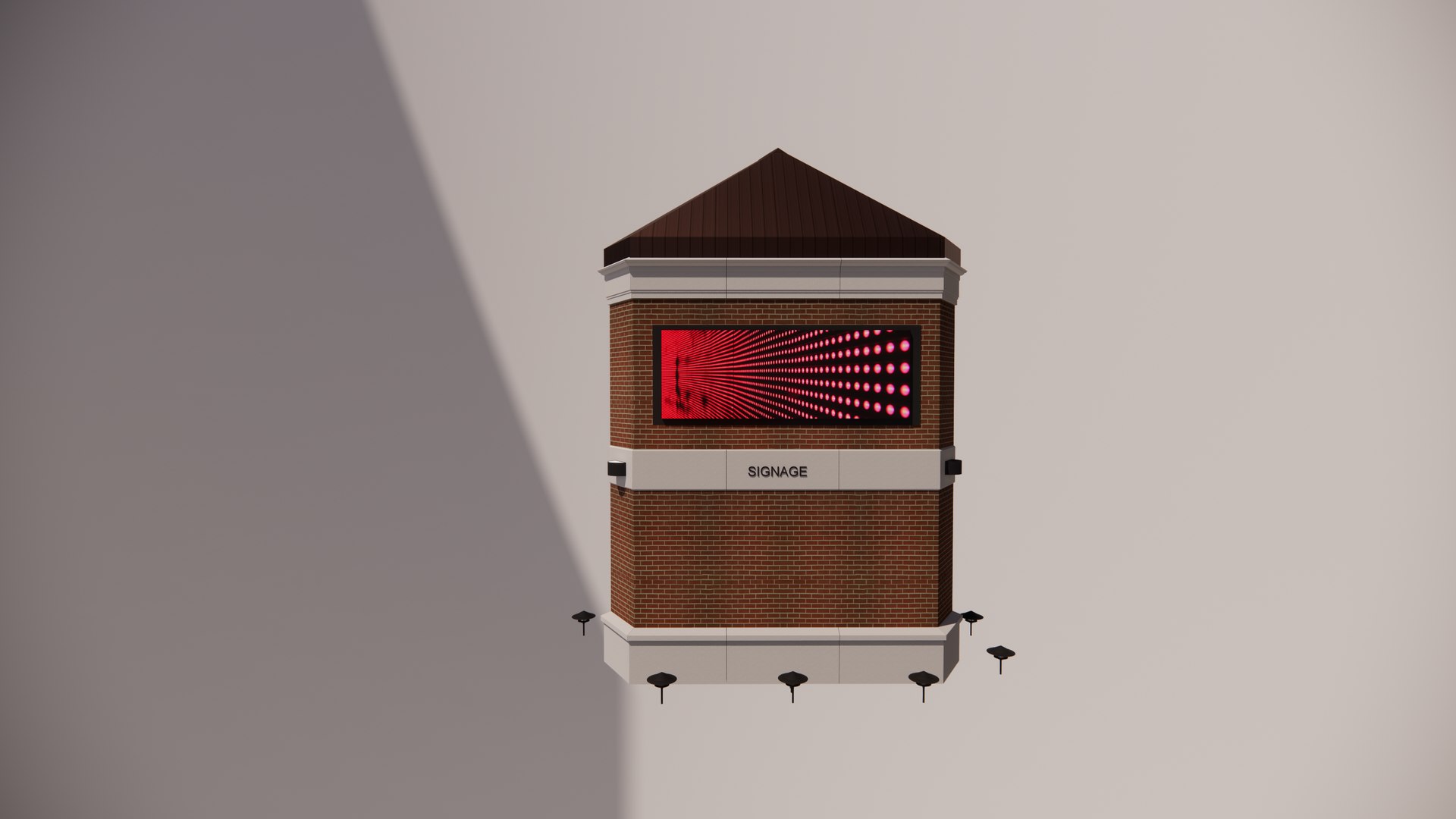 3D Model Brick Monumental Signage With LED Screens - TurboSquid 2106330