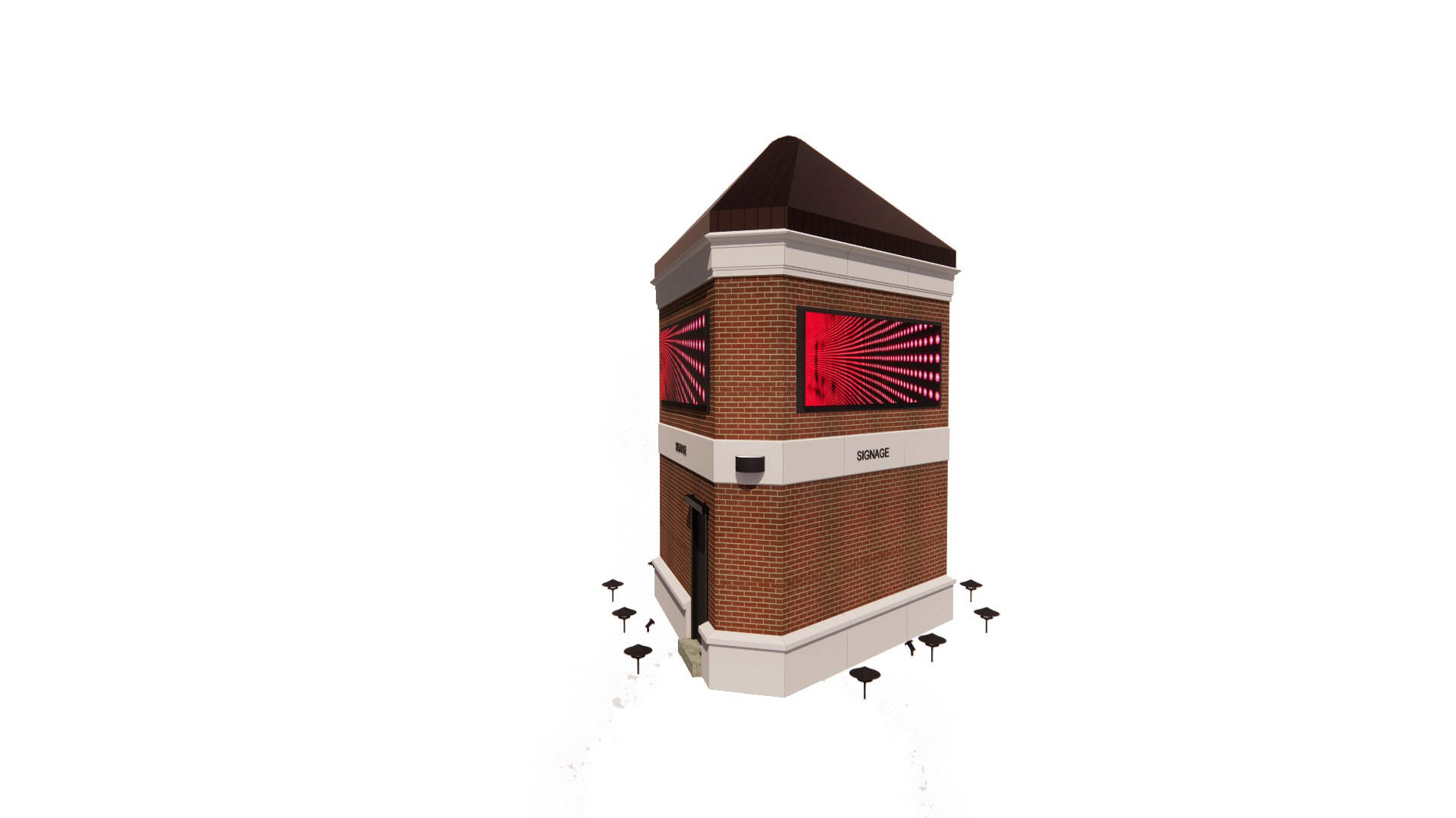 3D Model Brick Monumental Signage With LED Screens - TurboSquid 2106330