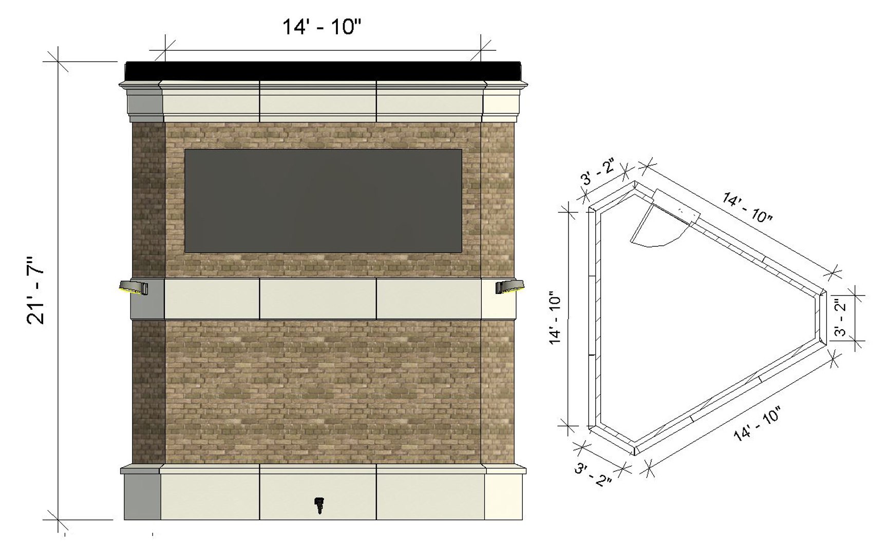 3D Model Brick Monumental Signage With LED Screens - TurboSquid 2106330