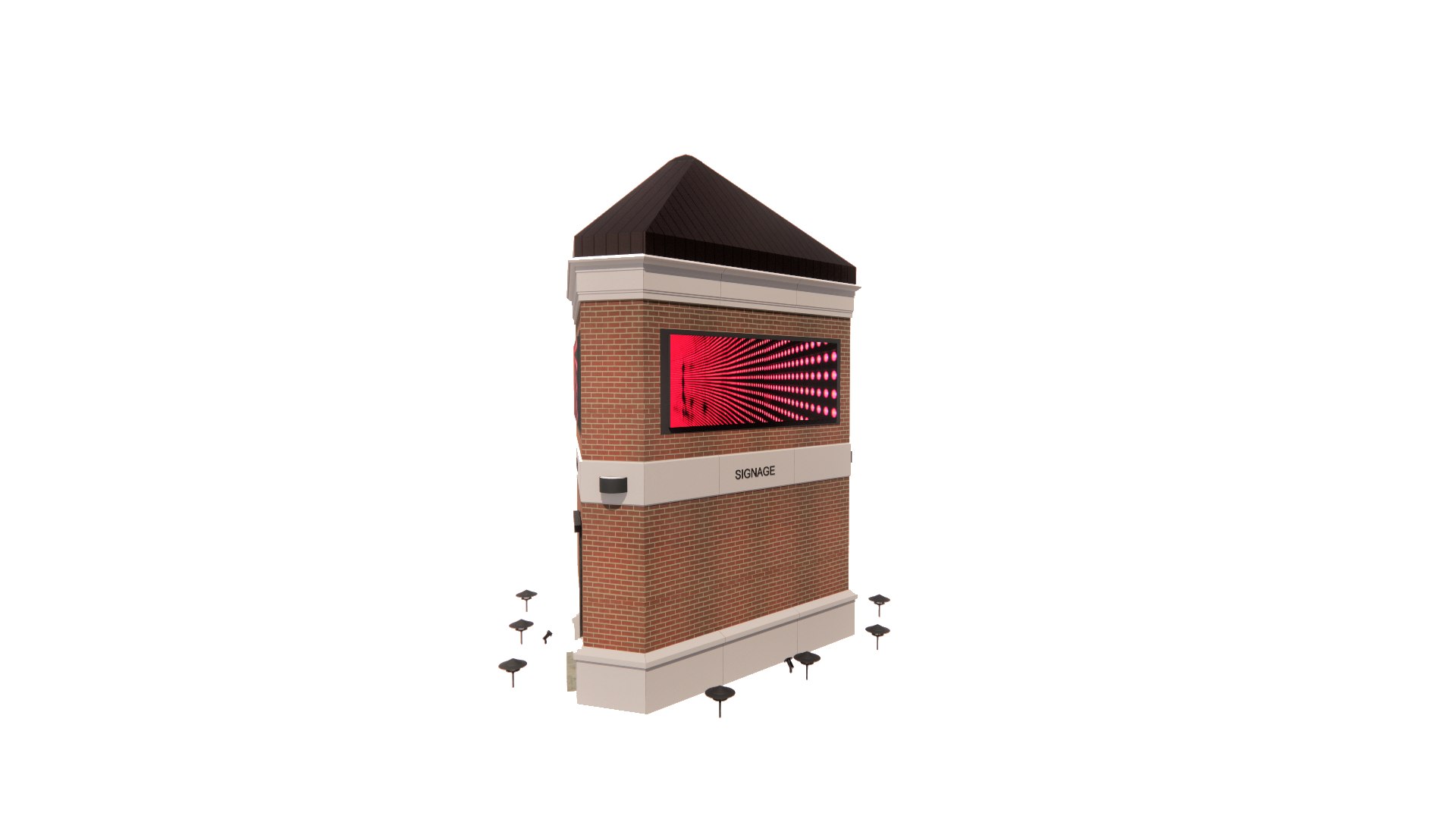 3D model Brick Monumental Signage with LED Screens - TurboSquid 2106330
