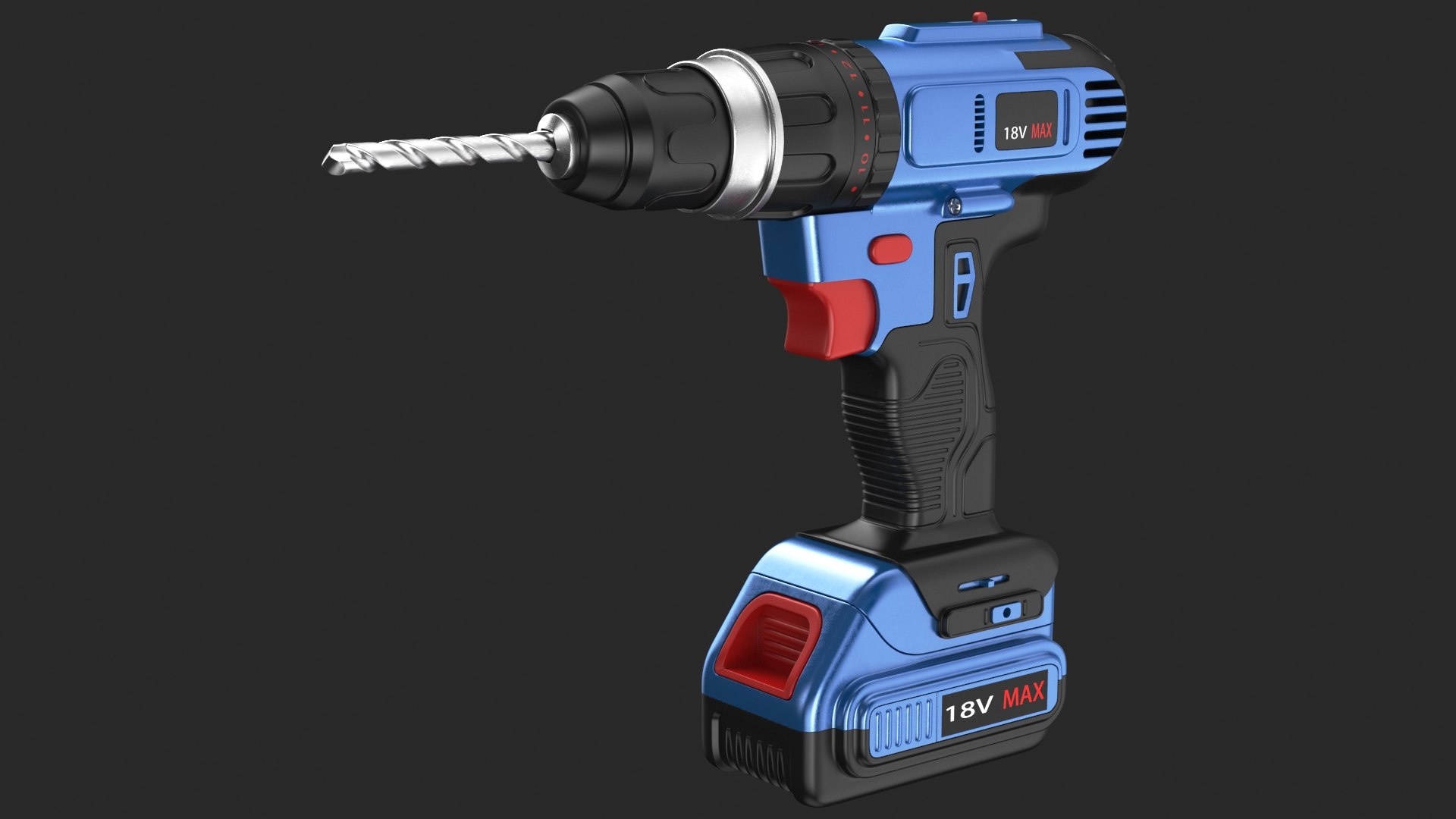 Detailed Cordless Drill Blue 3D Model - TurboSquid 2103662