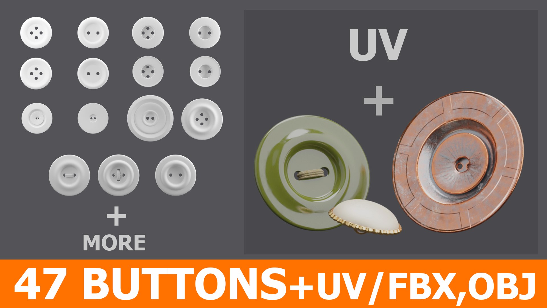 3D 47 BUTTONS-UV Model - TurboSquid 2097033