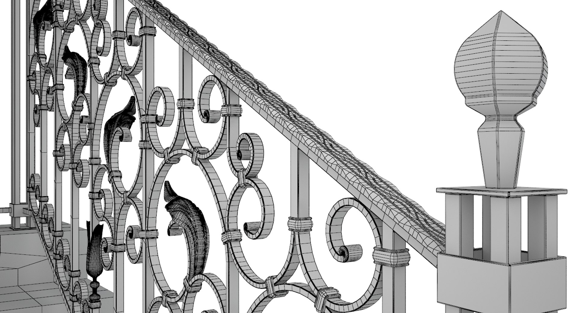 3dsmax Highpoly Forged Railing