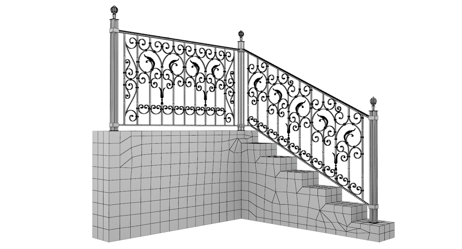 3dsmax Highpoly Forged Railing