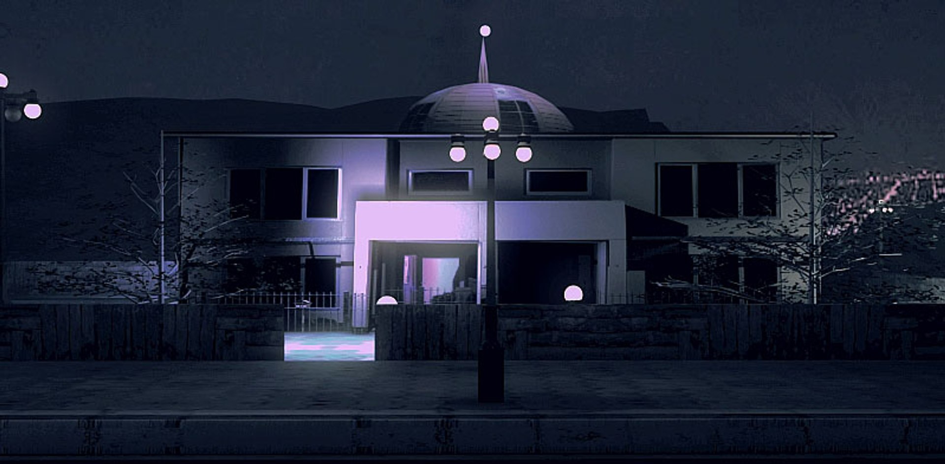 3d night cityscape street lights model