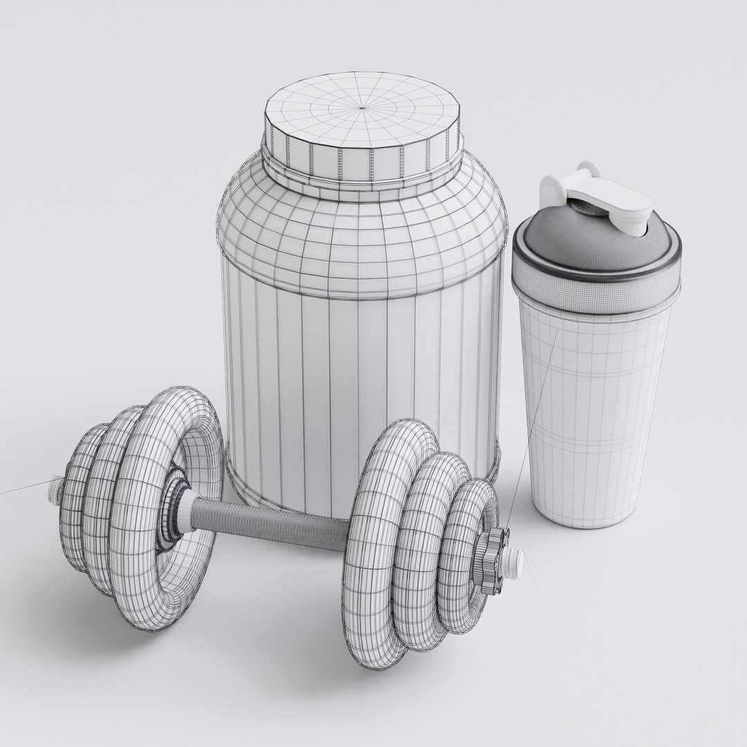 3D Supplement Packaging With Dumbell And Shaker - TurboSquid 2229187
