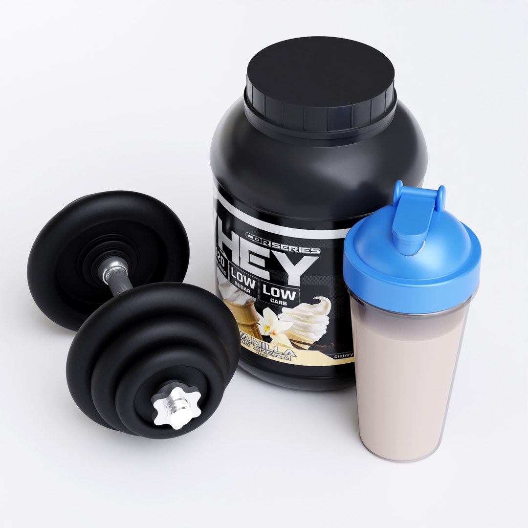 3D Supplement Packaging With Dumbell And Shaker - TurboSquid 2229187