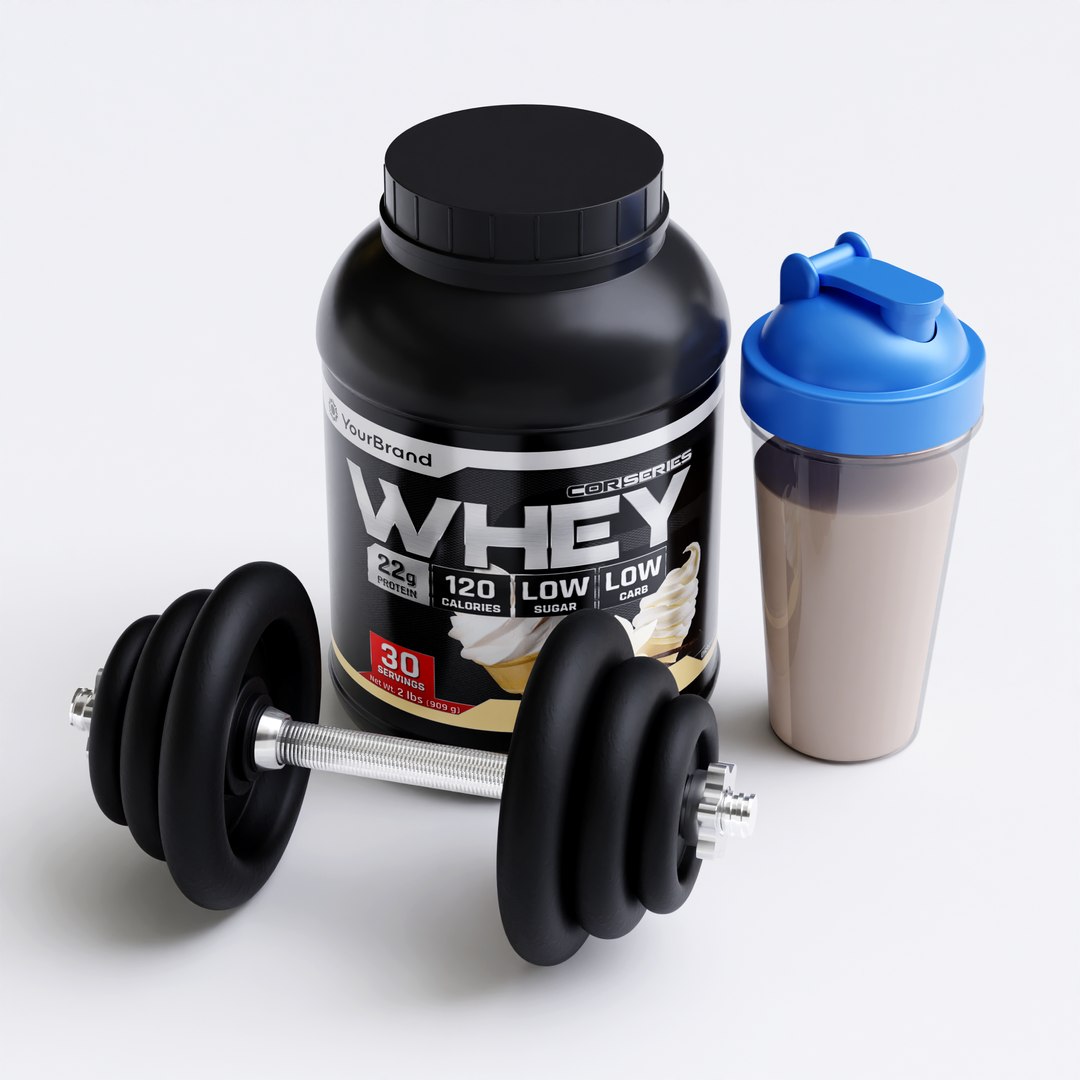 3D Supplement Packaging With Dumbell And Shaker - TurboSquid 2229187