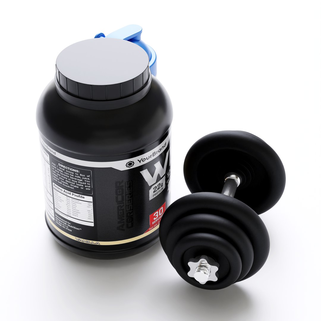 3D Supplement Packaging With Dumbell And Shaker - TurboSquid 2229187
