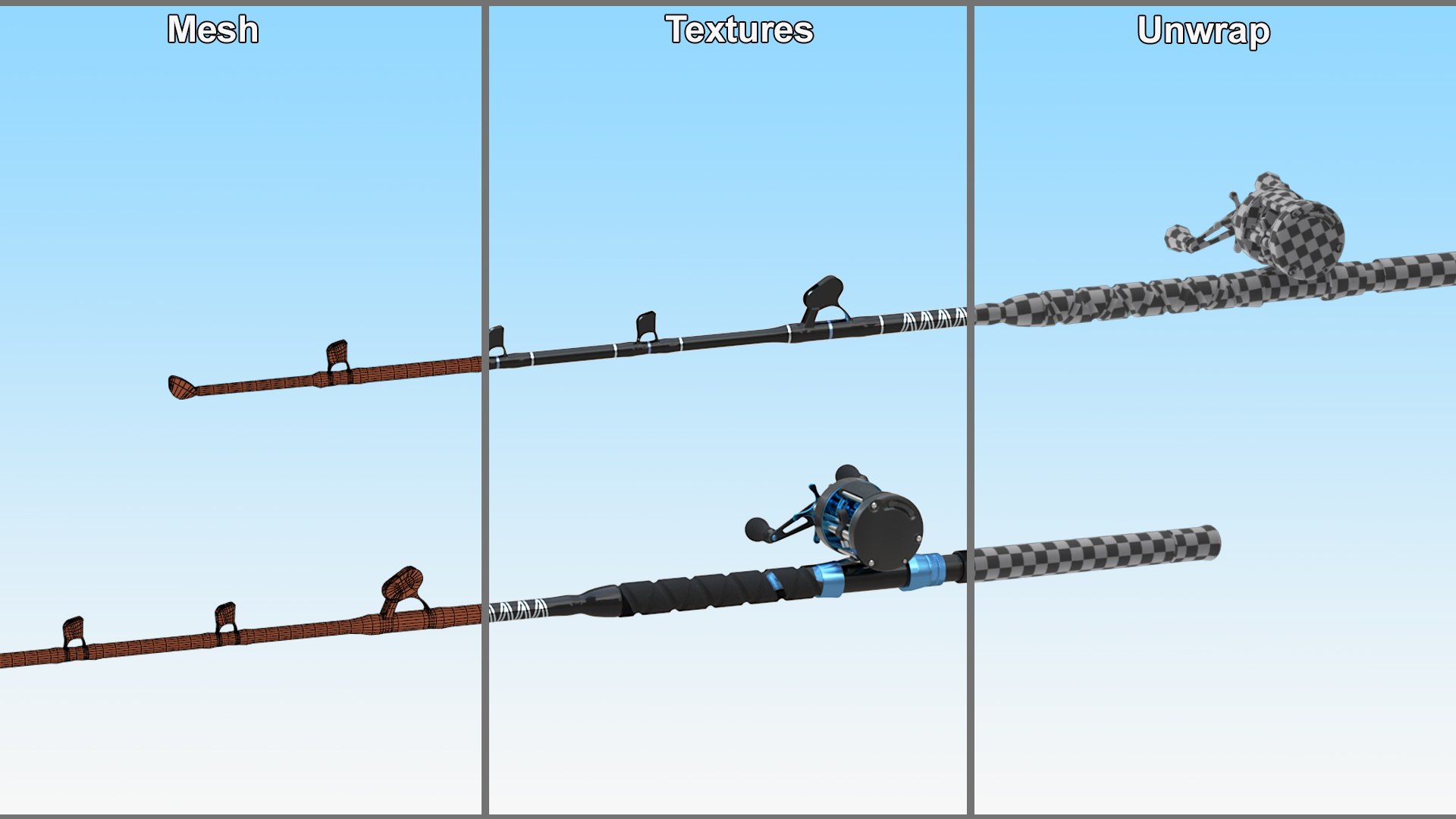 3D Model UltraLight Fishing Rod With Round Baitcasting Reel ...